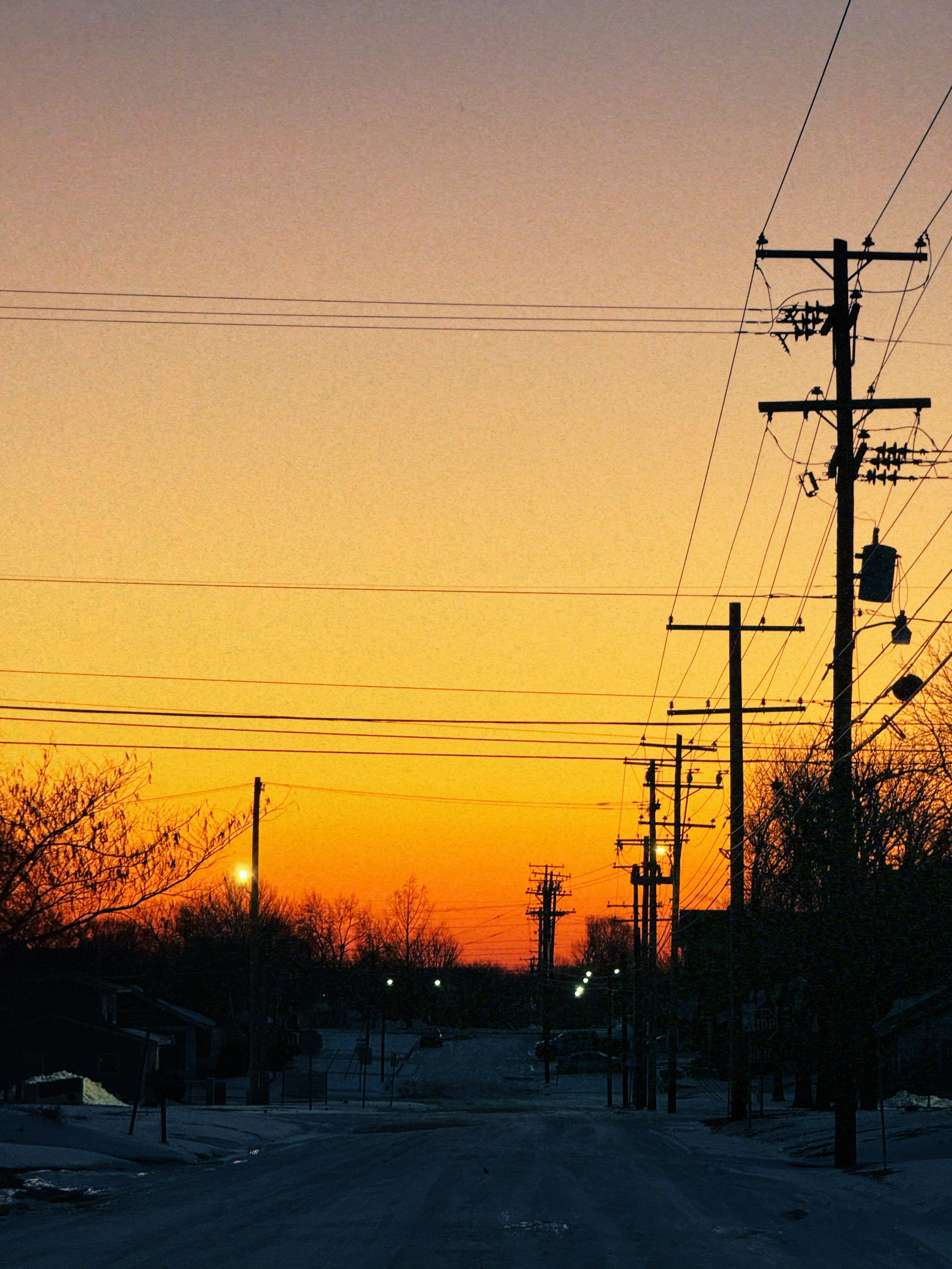 Electric Twilight: A Street Awash in Warm Hues