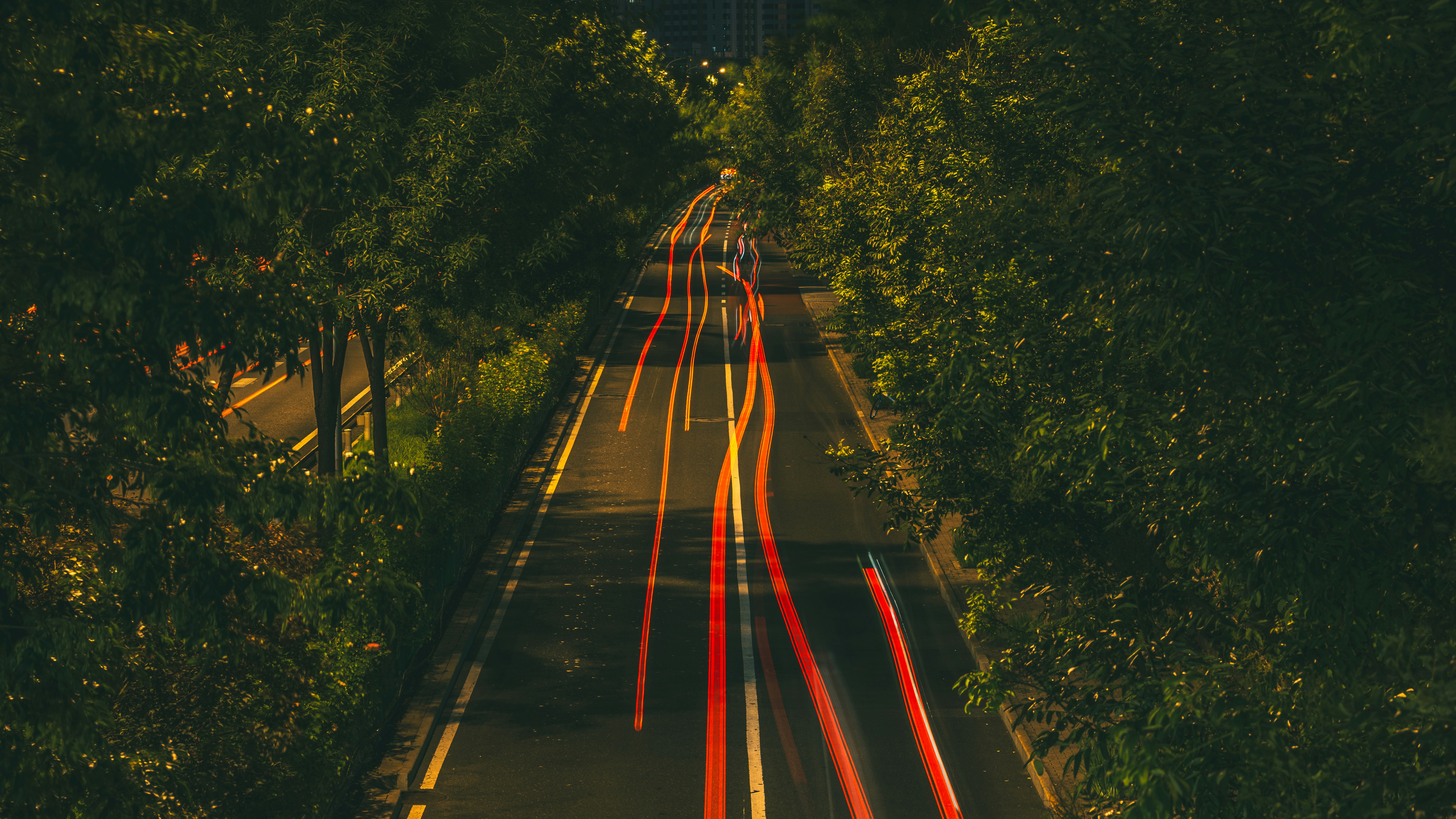 Evening road | Light trails on a road at night