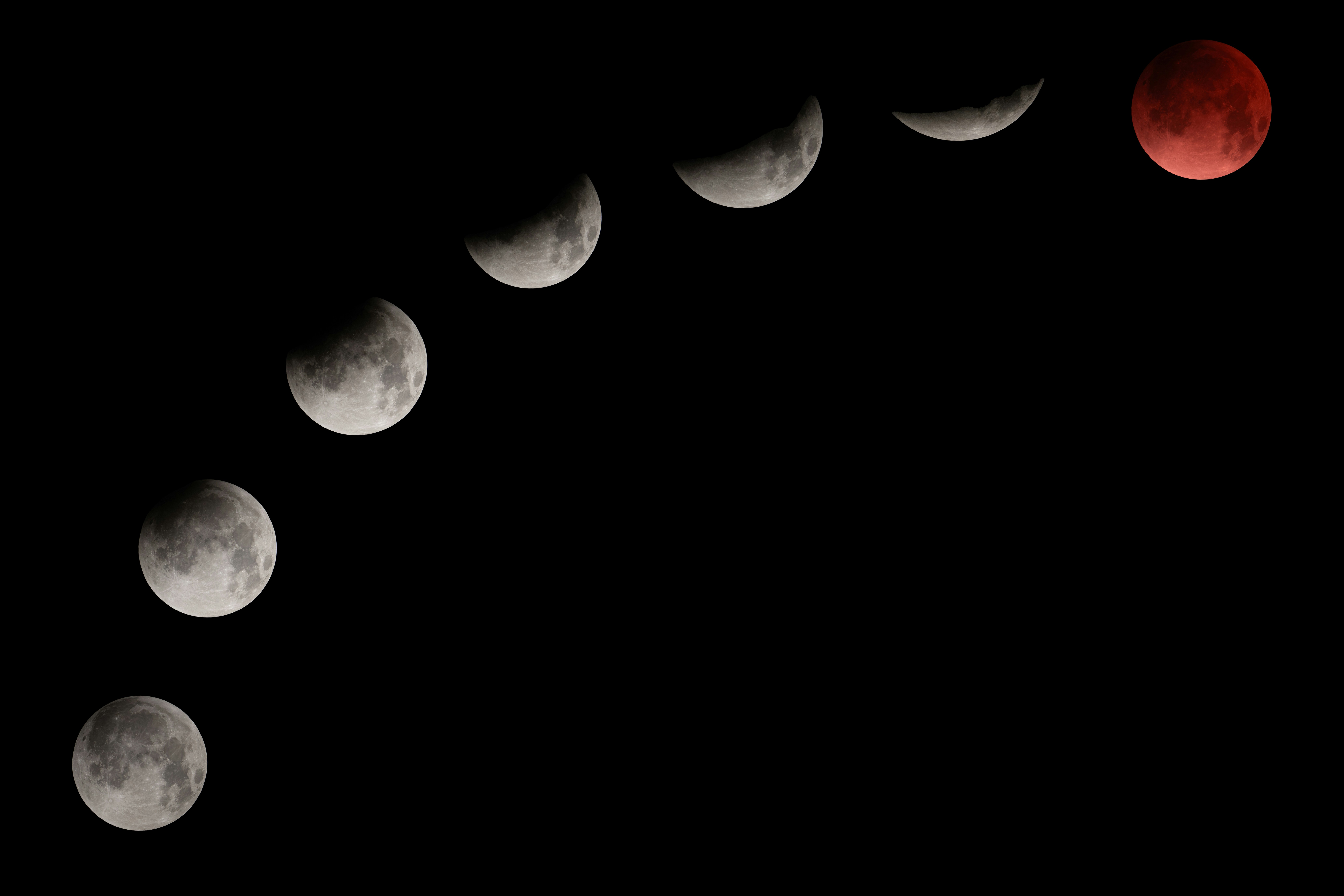 Sequence of moon phases during a lunar eclipse photo – Free Image on ...
