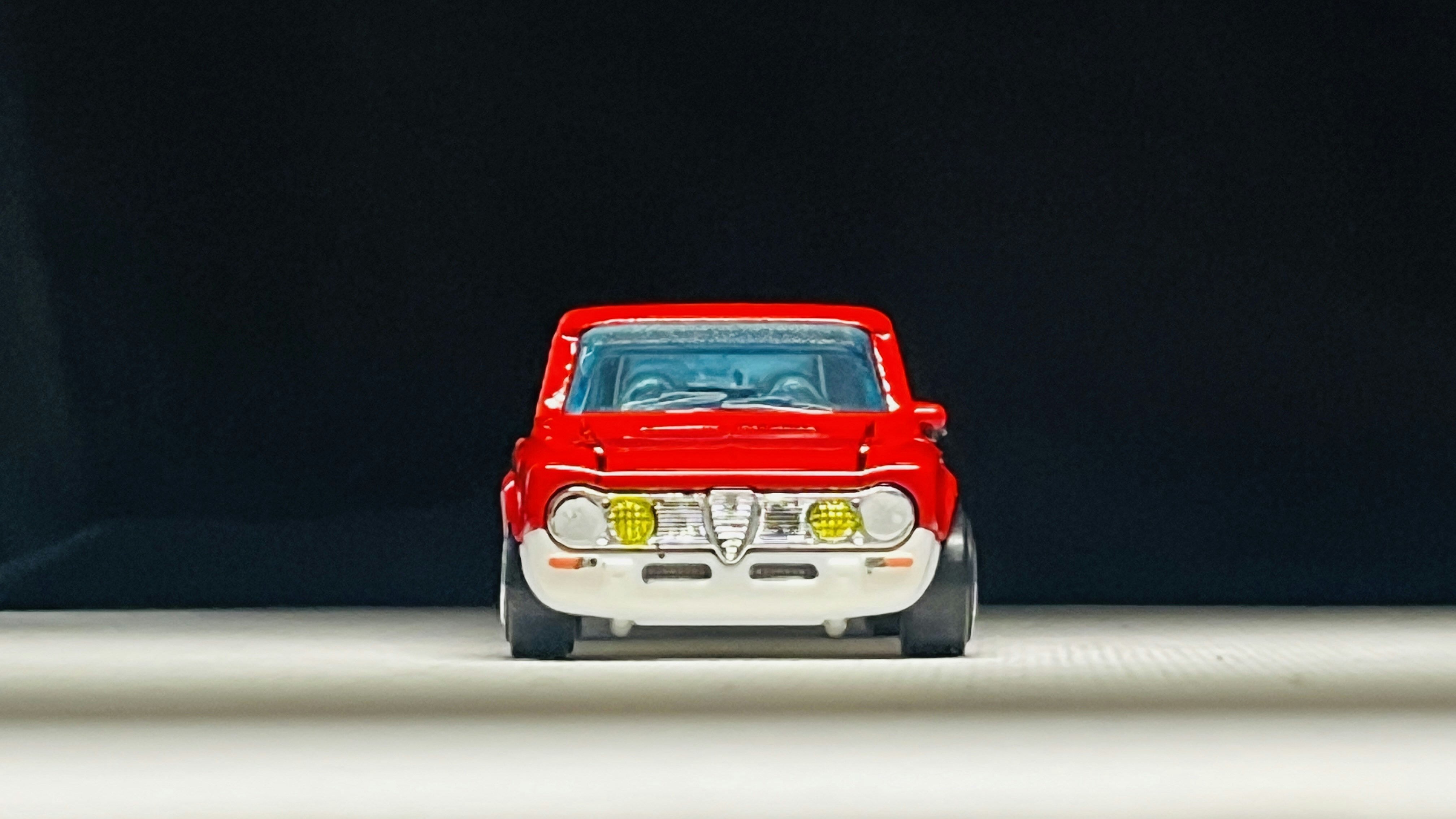 Hotwheels Alfa Romeo Guilia Ti Super | Red vintage car with white accents and yellow headlights