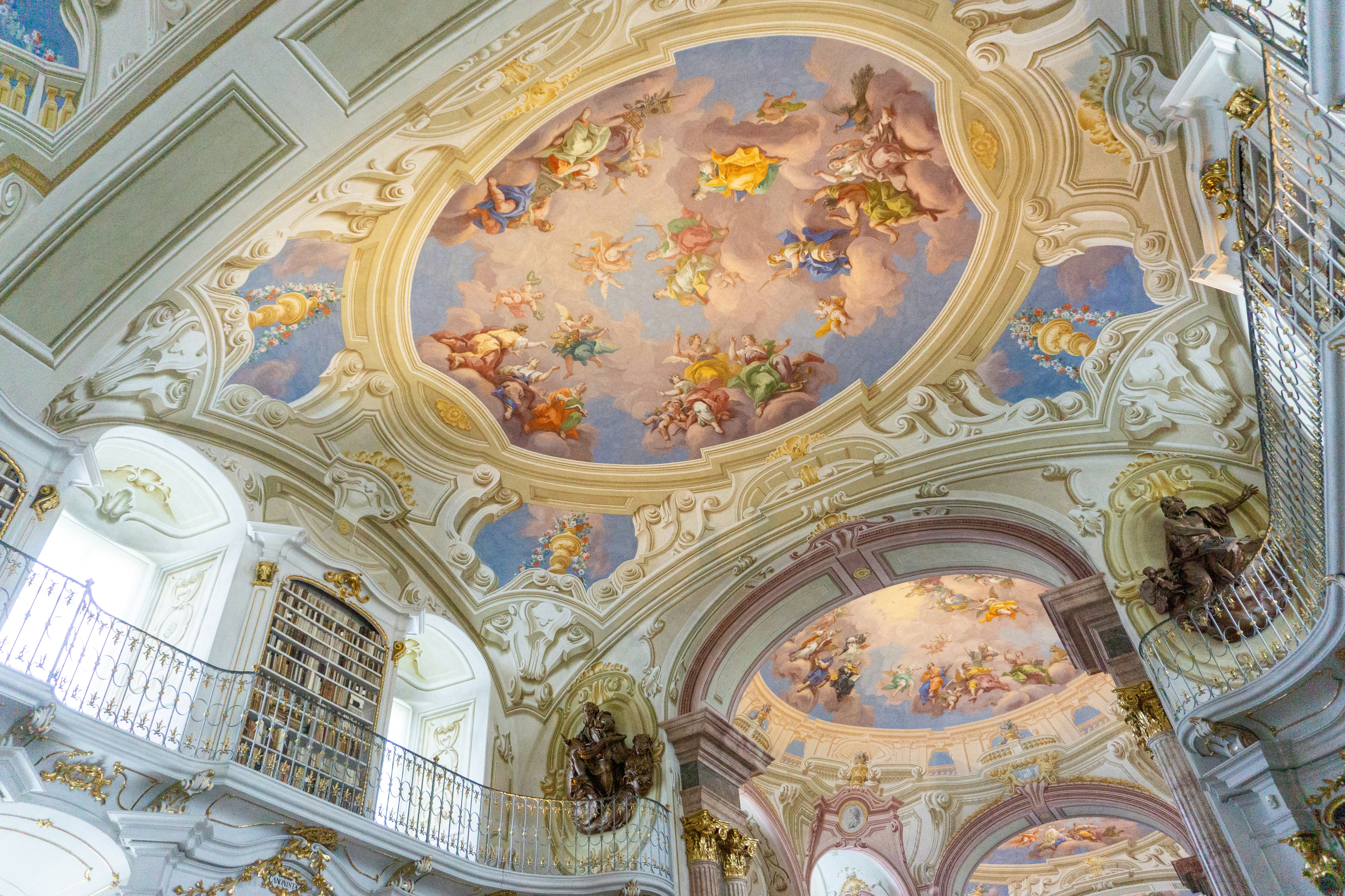 Ornate baroque ceiling frescoes with cherubs and clouds. photo – Free ...