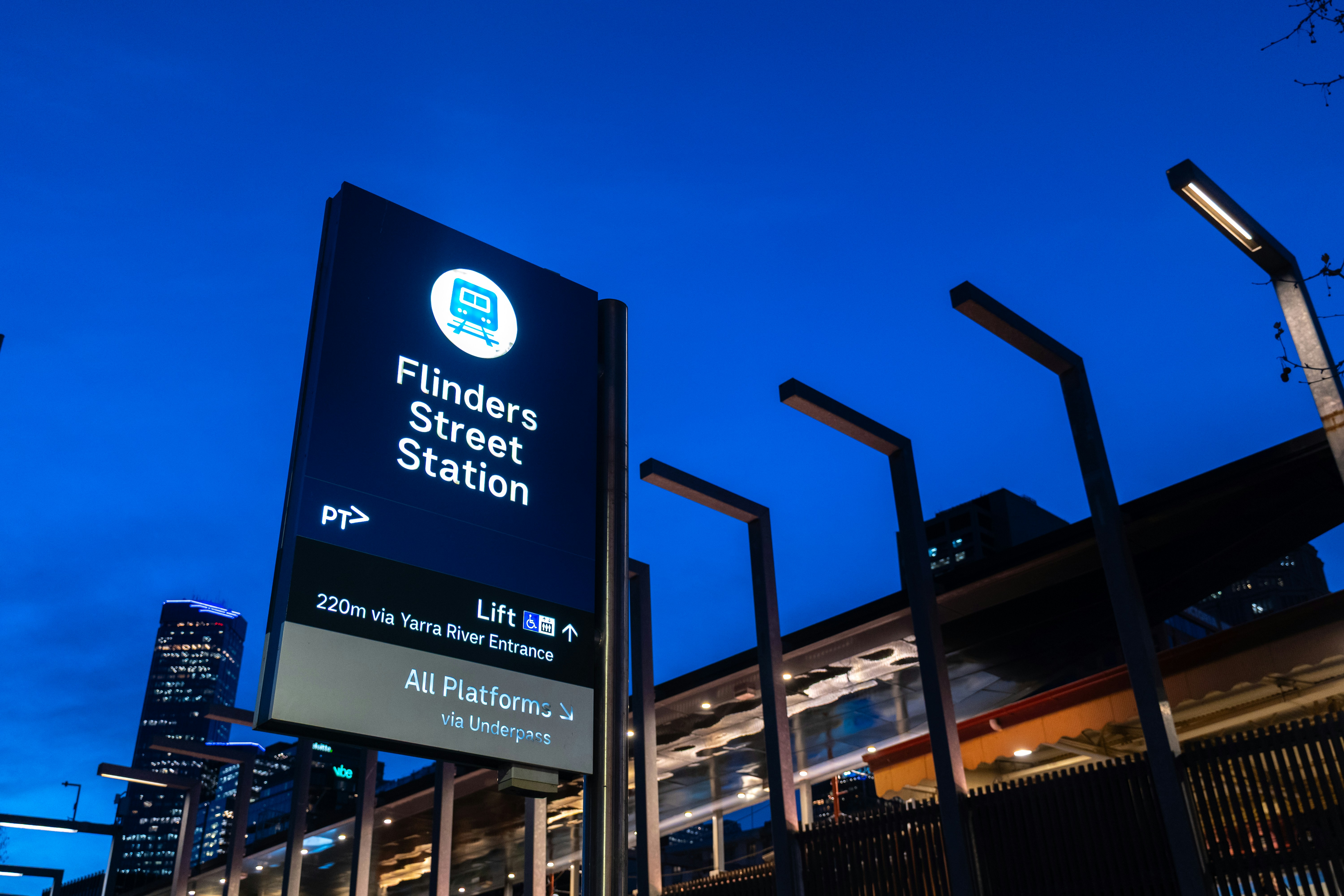 Urban Navigation Hub: Flinders Street Station at Dusk