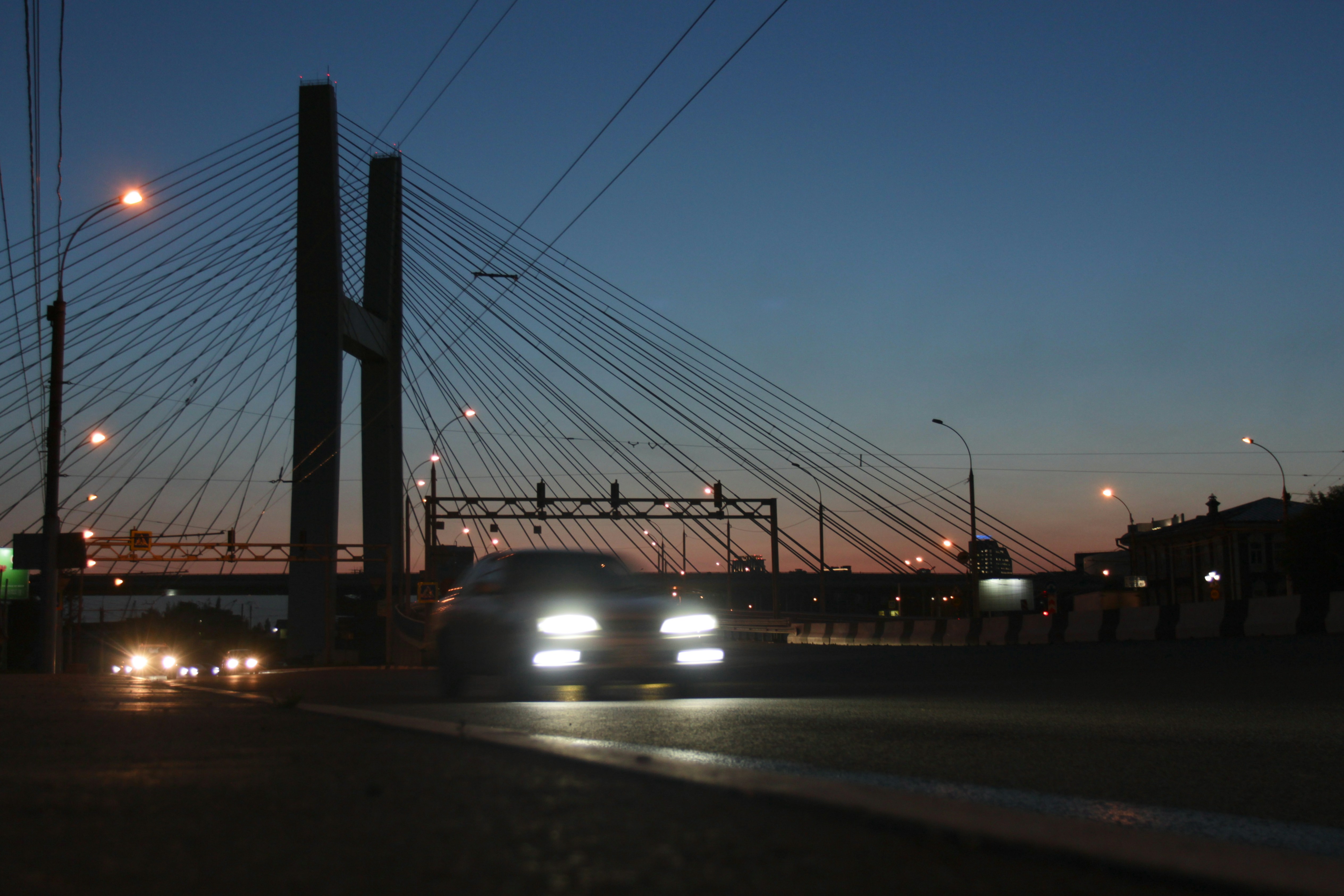 Twilight Journey Across the Bridge