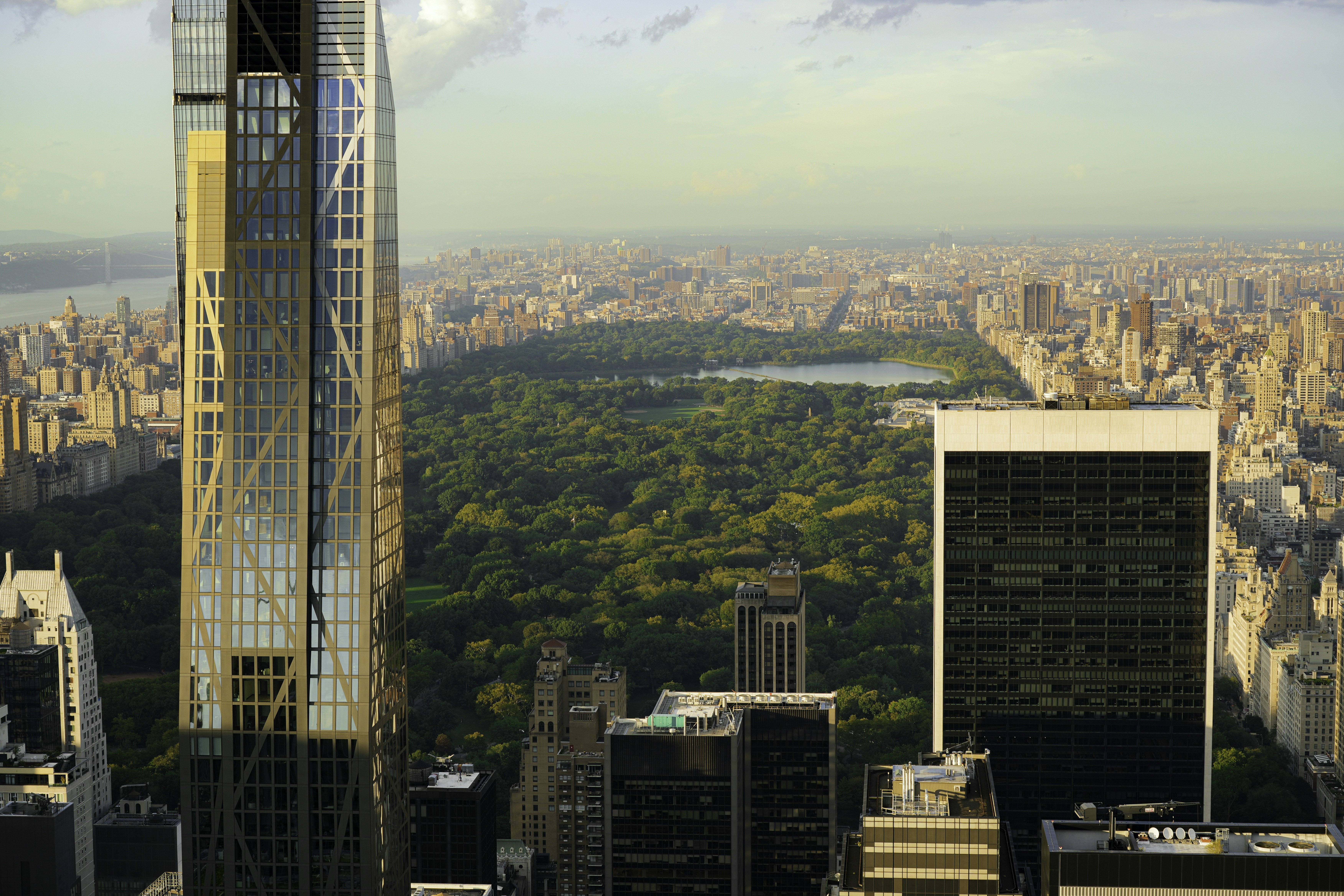 Aerial Morning: Central Park Stretches Beneath a City of Glass