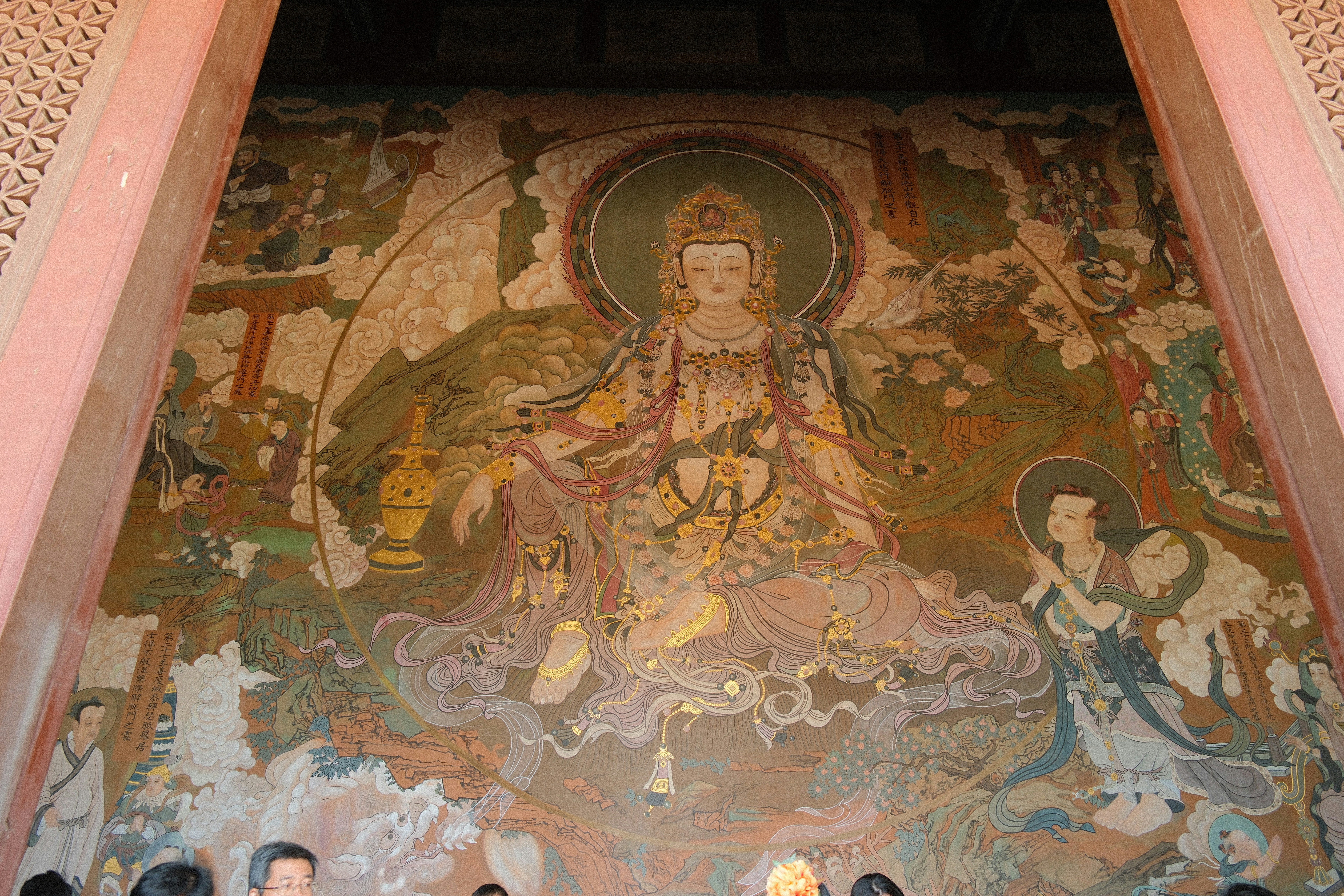 Velvet Hue Beneath the Sacred Veil: A Canyon of Deities Painted on Temple Hall