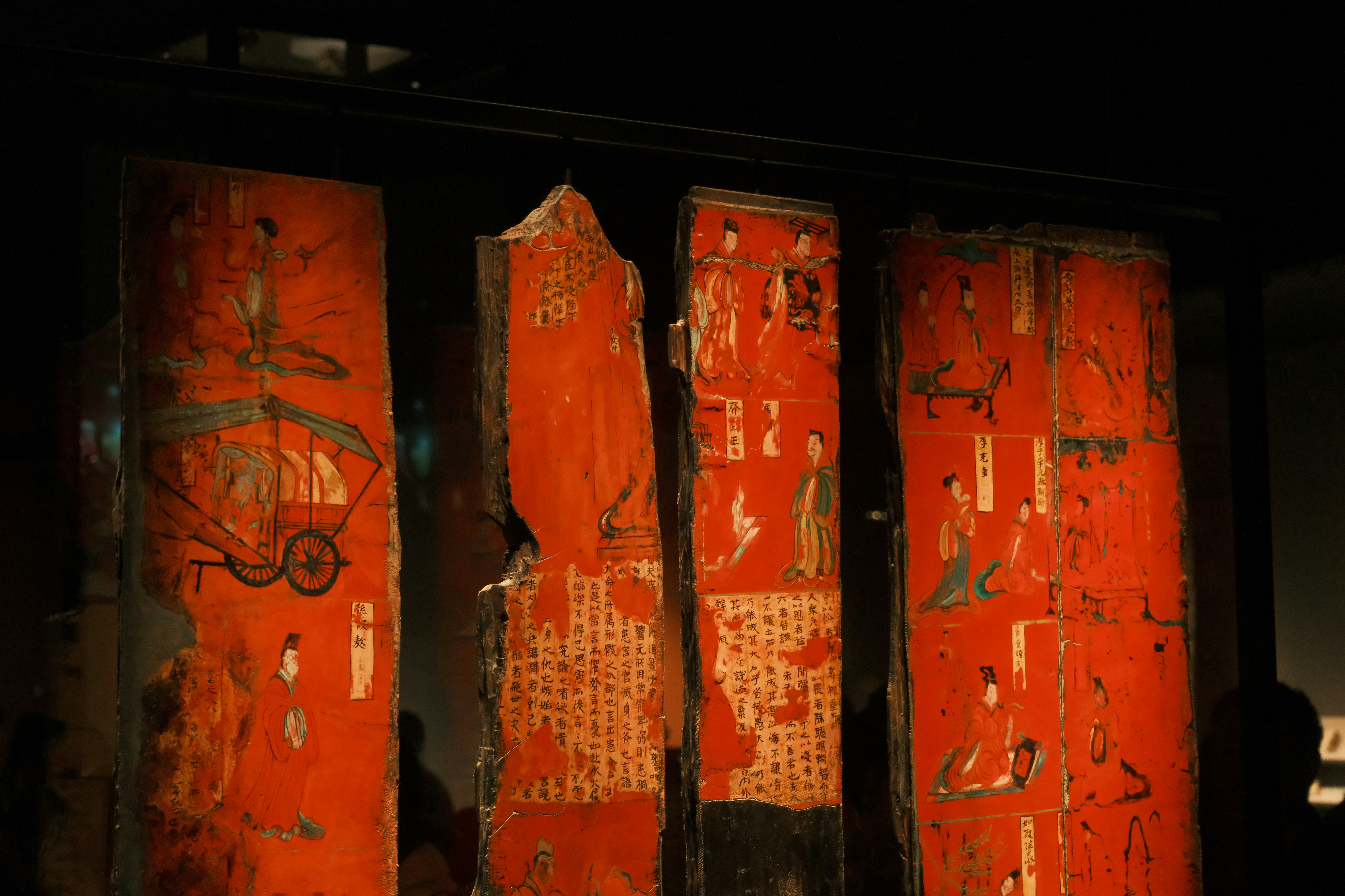Four ancient chinese scrolls with red backgrounds photo – Free Art ...