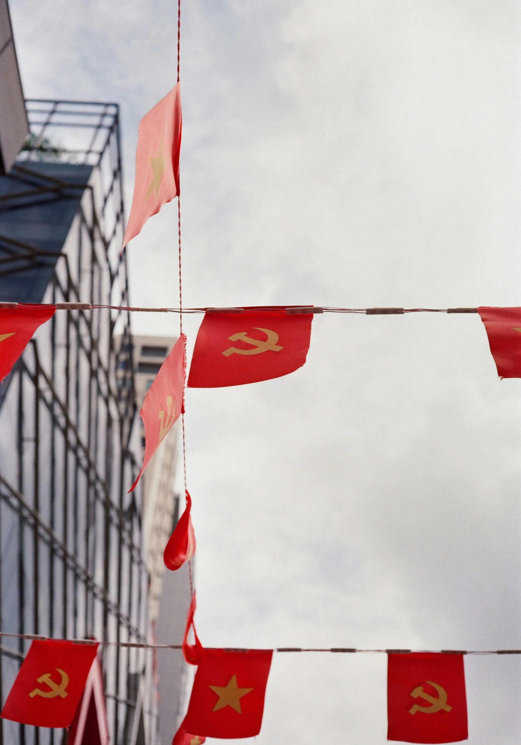 Red flags with communist symbols hang outdoors photo – Free Vietnam ...