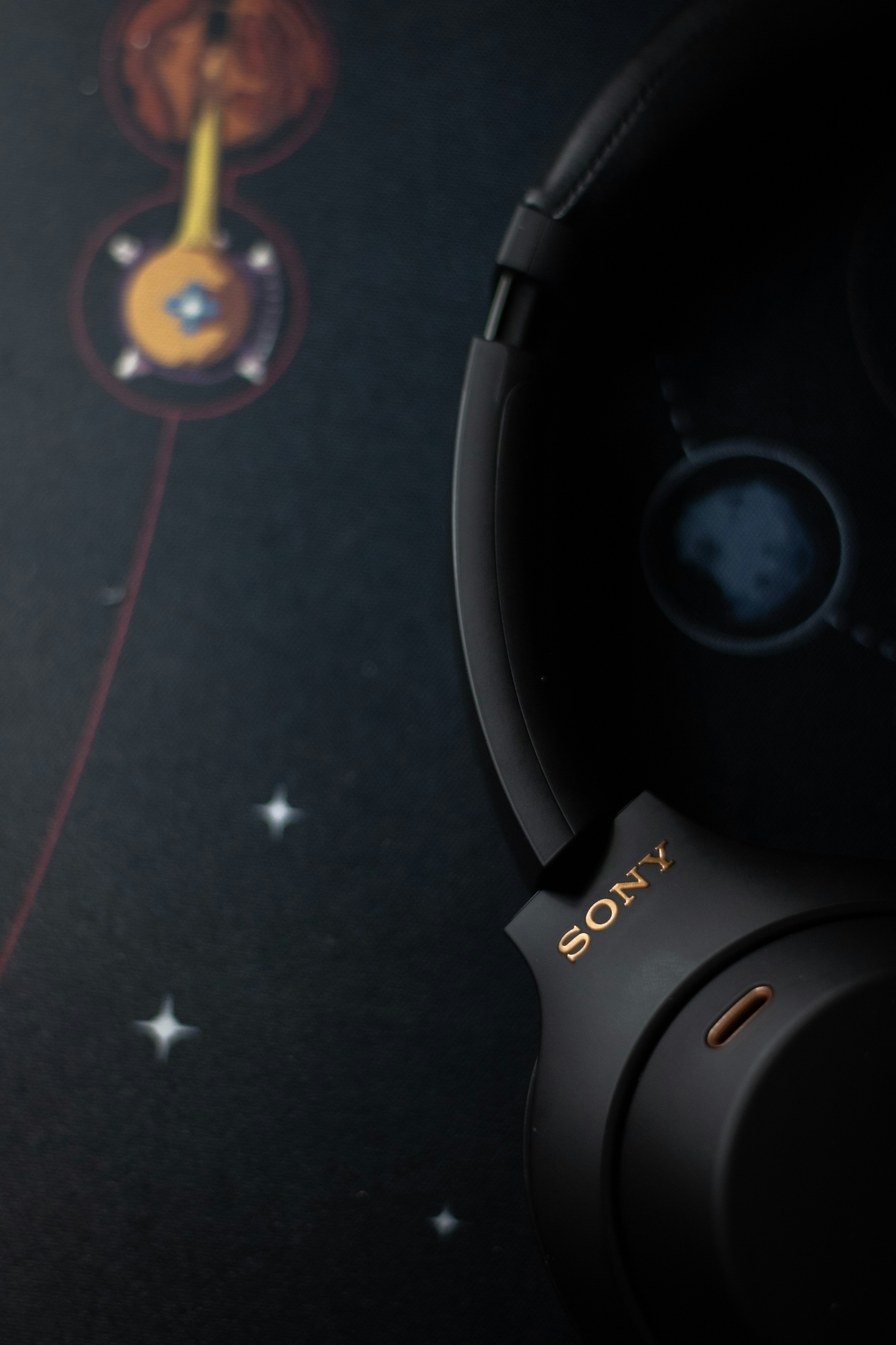 Black sony headphones on a starry background photo – Free Wallpaper 4k ...