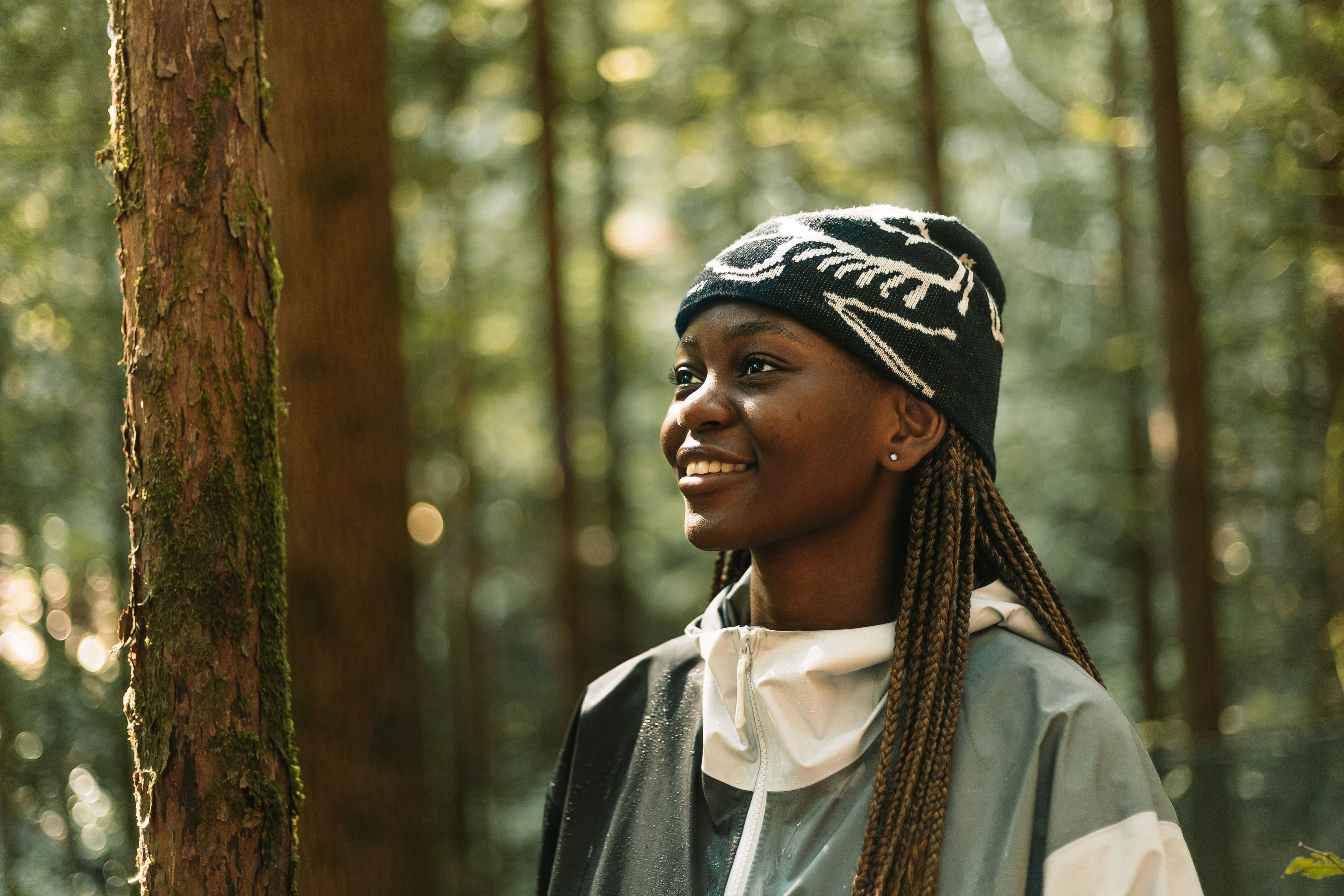 Dappled Resolve: Portrait in Sunlit Pines