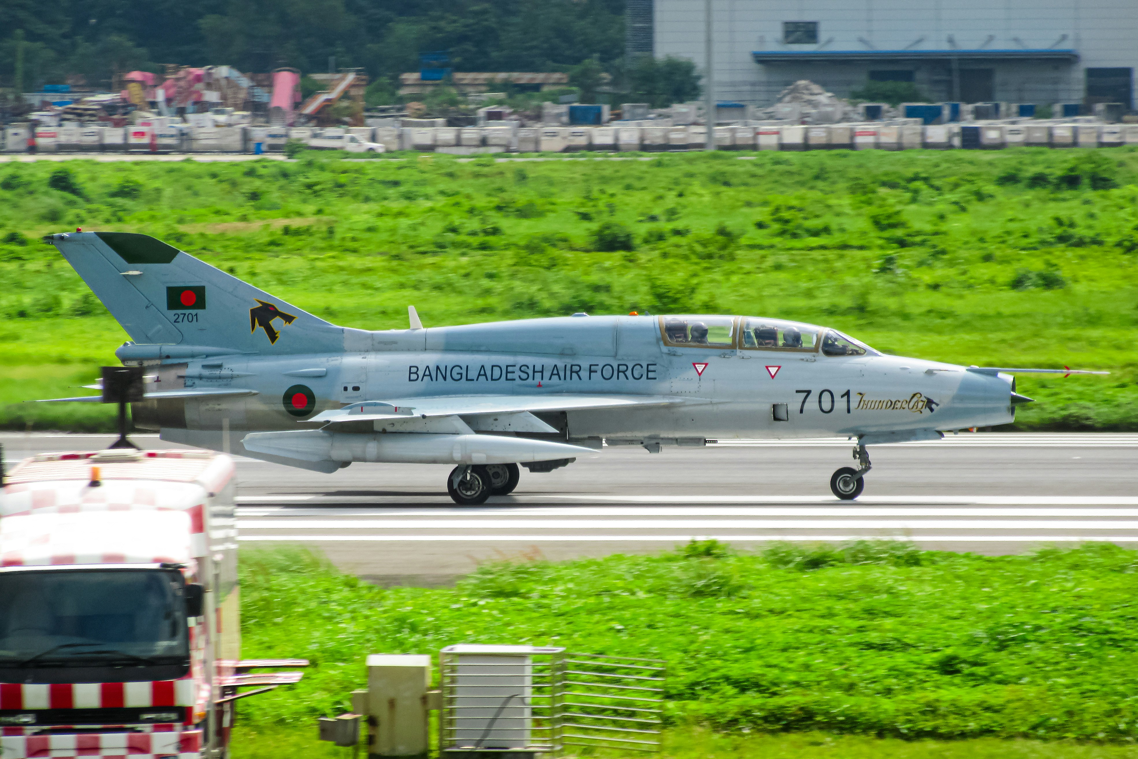 2701 | Chengdu FT-7BGI | Bangladesh Air Force | A bangladesh air force jet on the runway