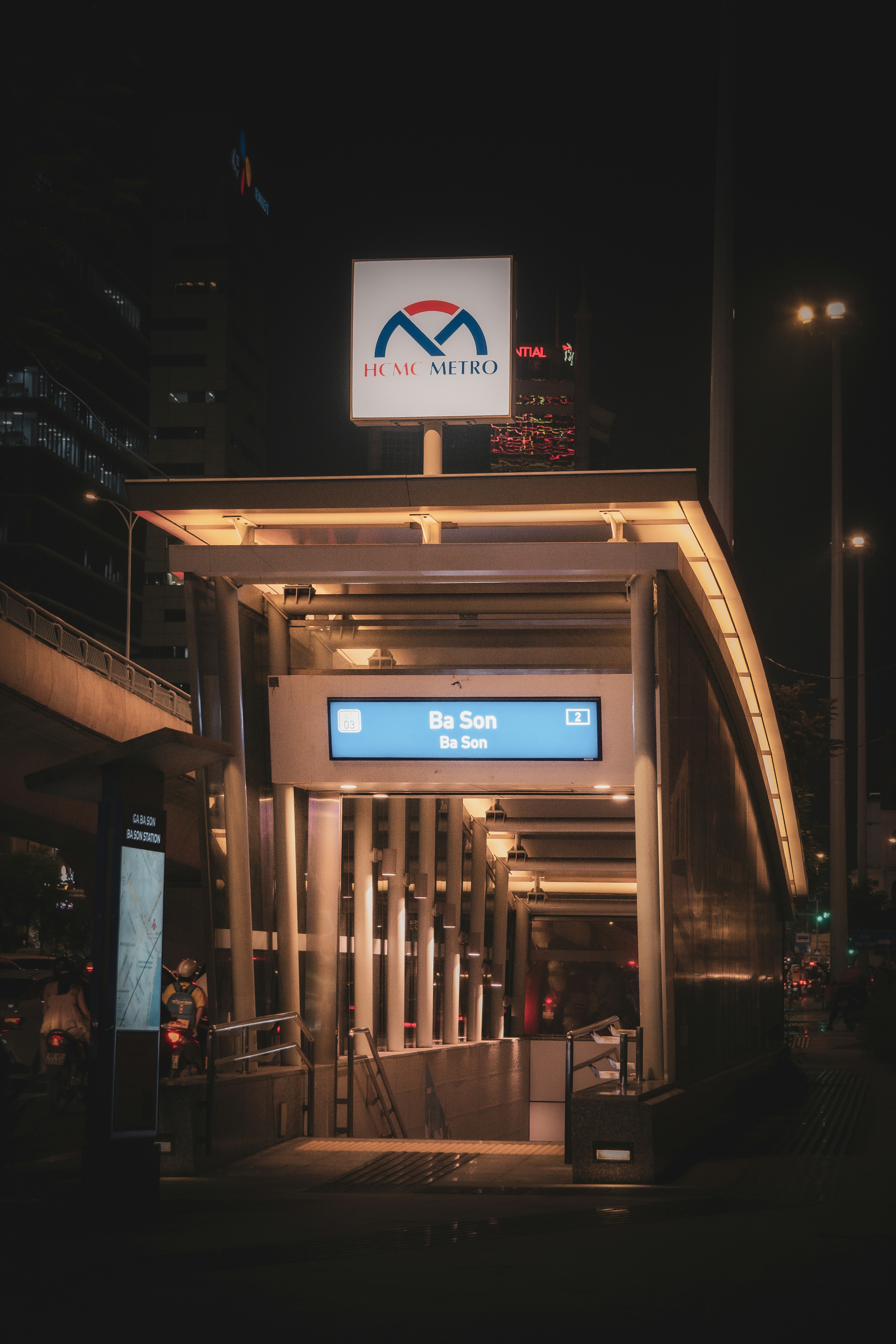 Urban Transit Gateway: The Ba Son Metro Station at Night