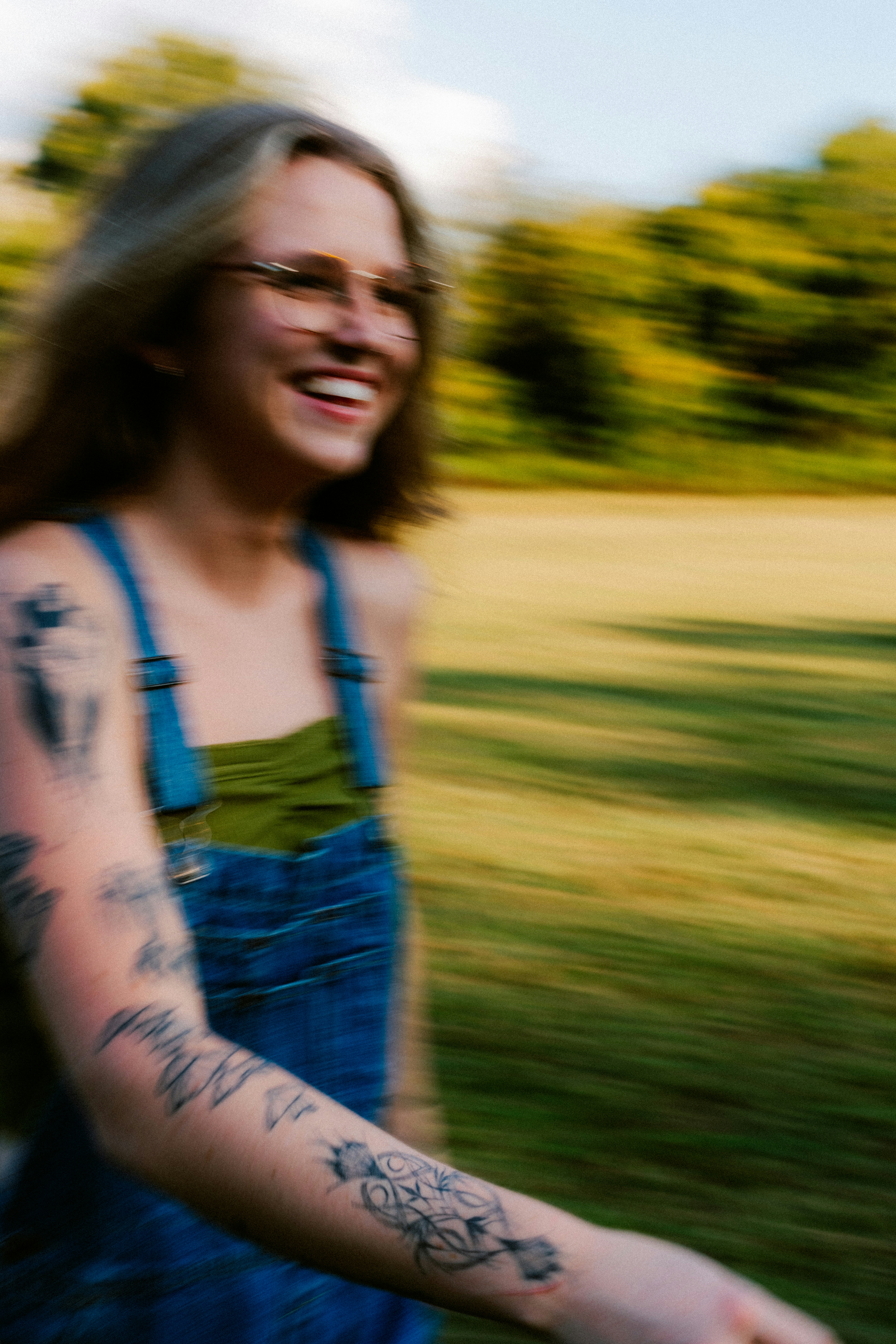 Blurred Joy: A Fast Walk in Yellow Field