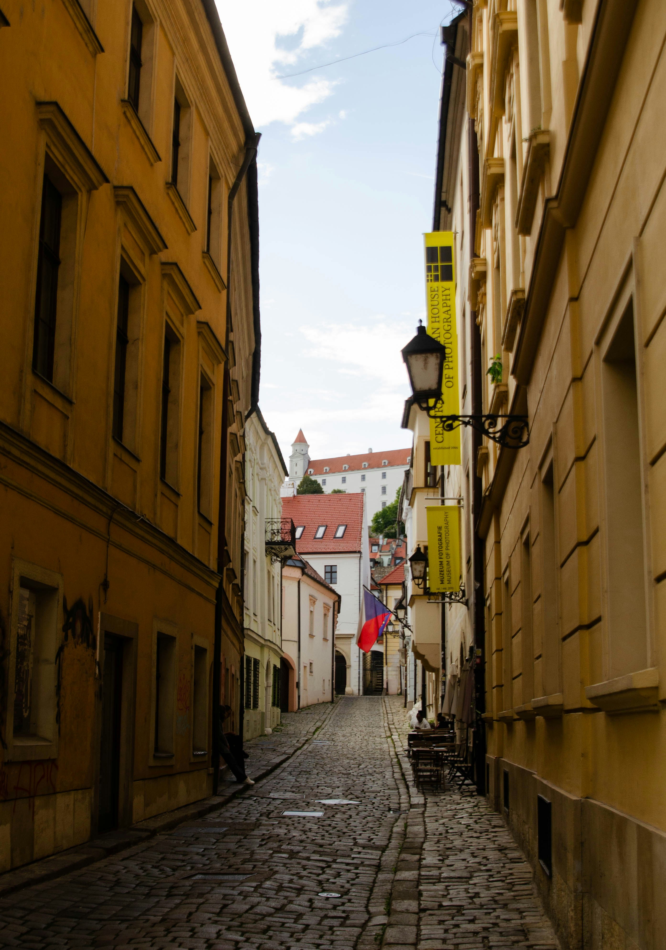 Cobblestone street in a european old town