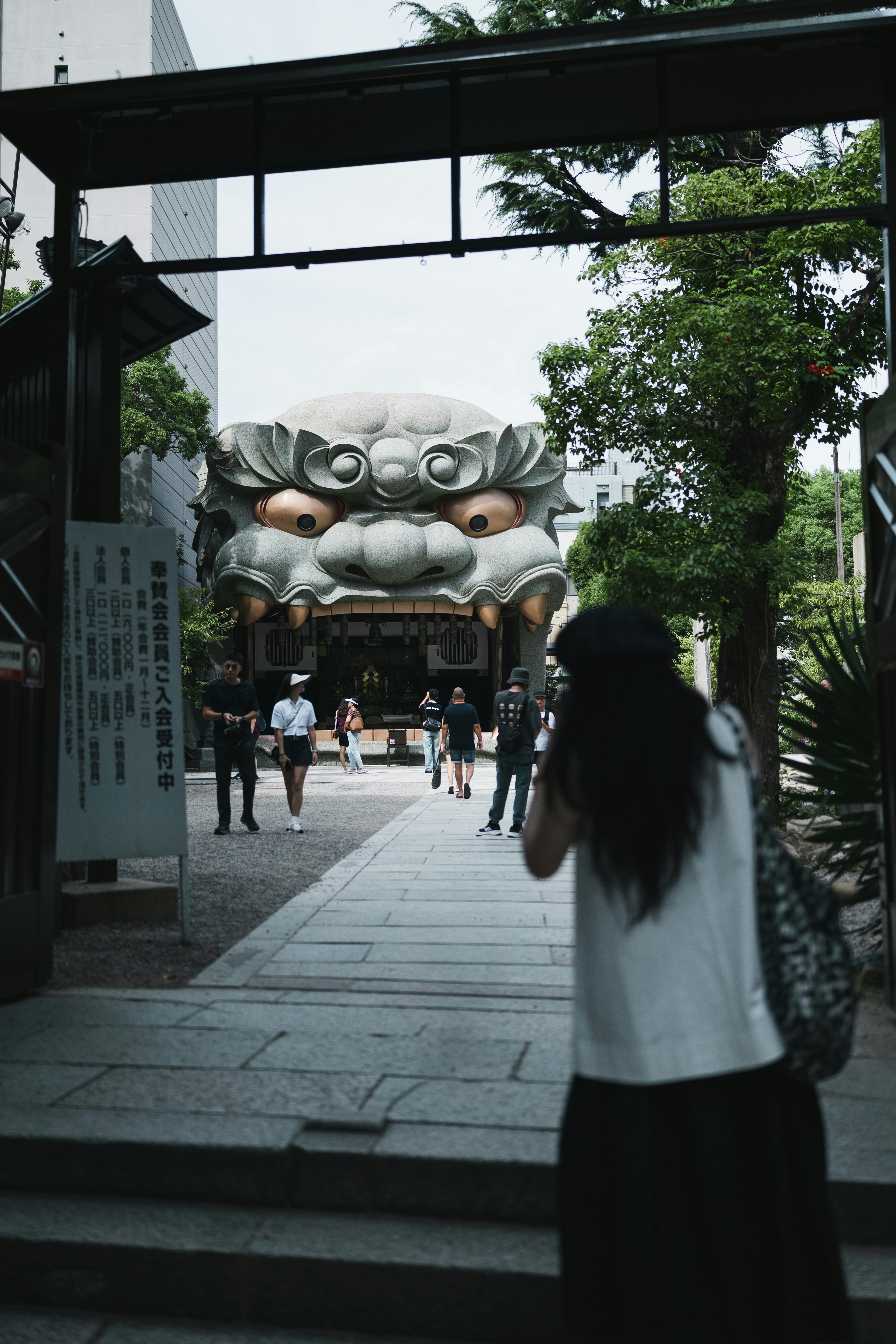 Dragon Gate Entrance: Visitors Move Toward the Giant Guardian Head