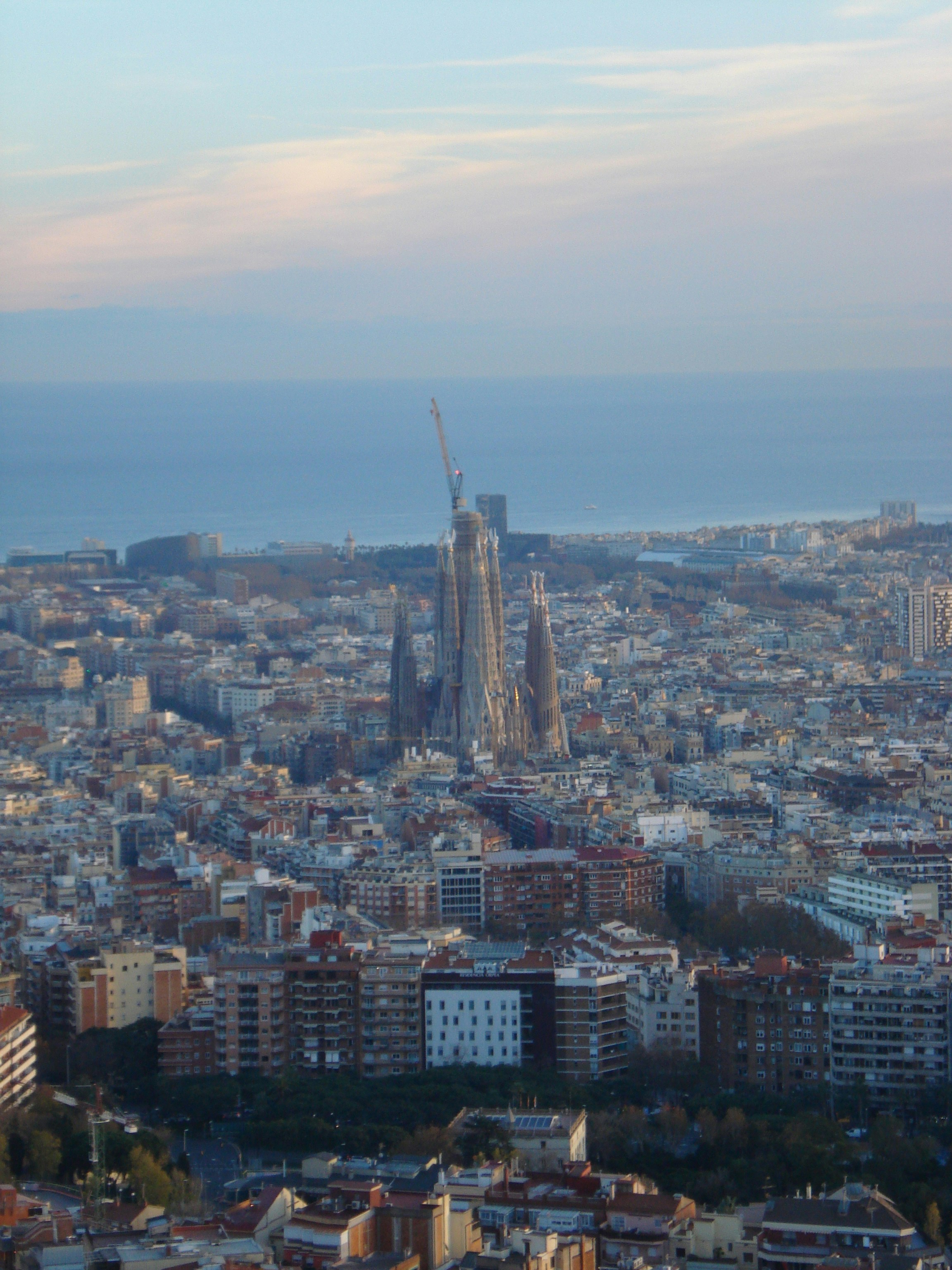 Sagrada familia basilica under construction in barcelona city