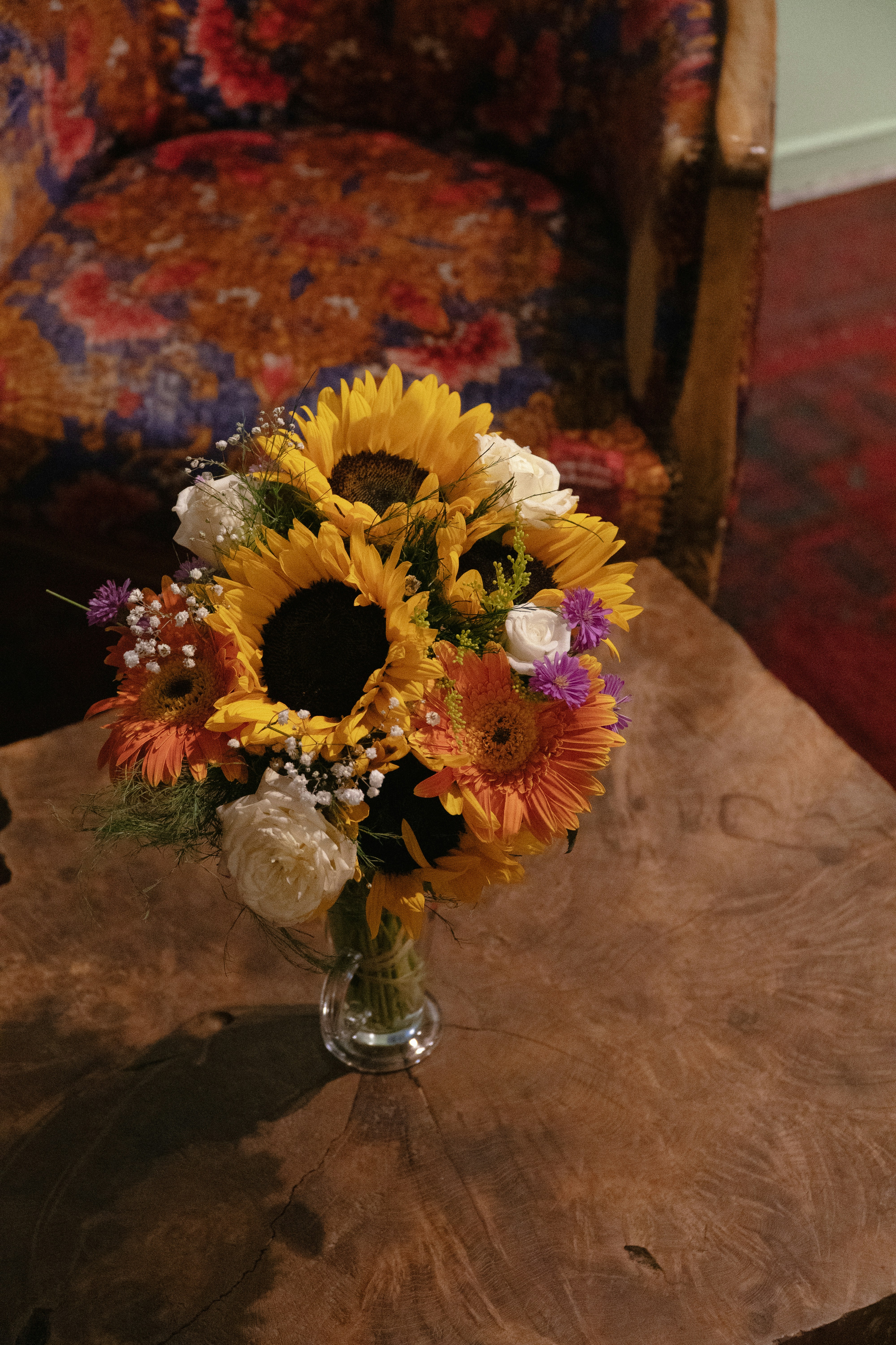 Vibrant Floral Harmony in Rustic Surroundings