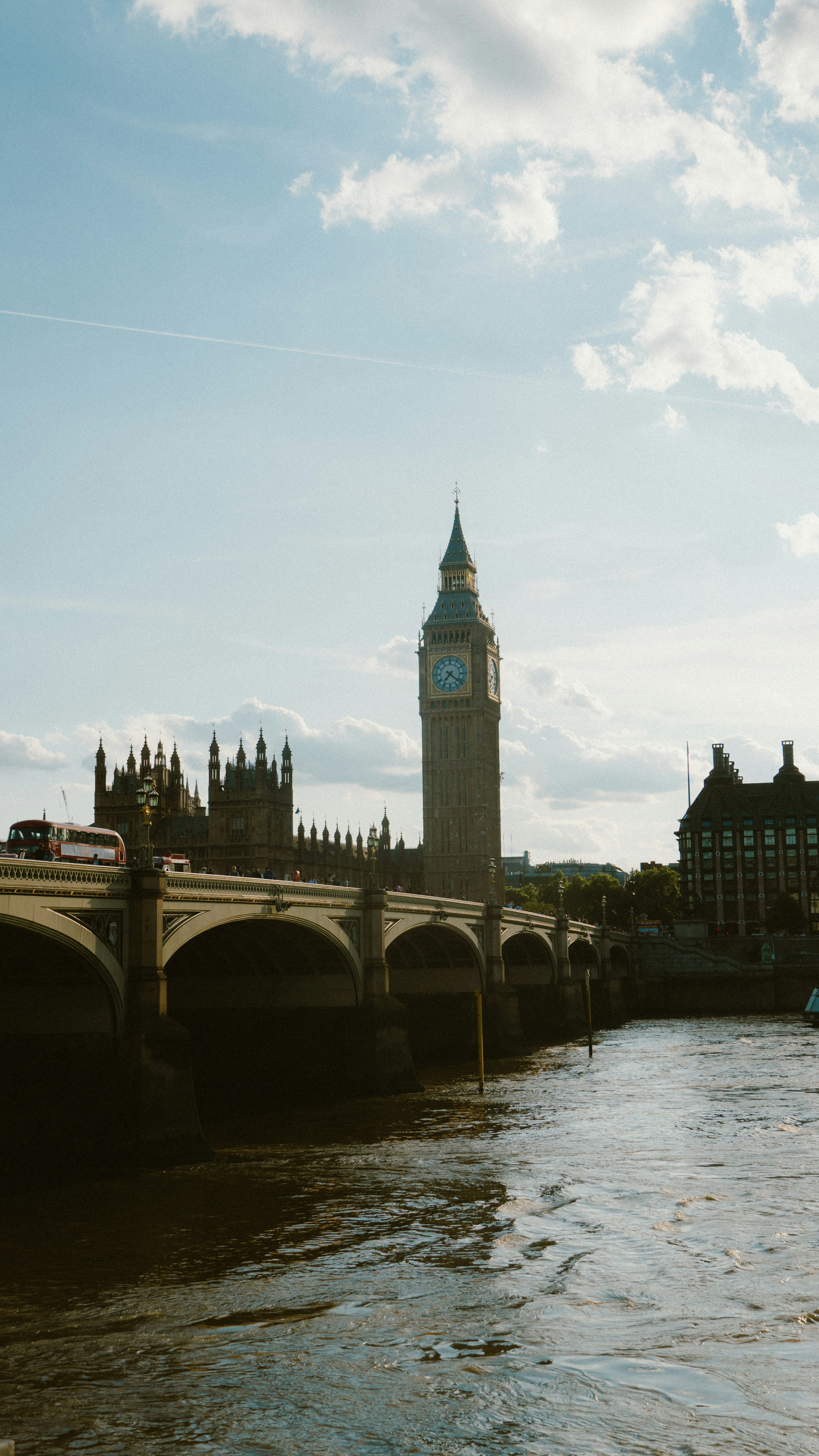 Big ben clock tower and westminster bridge over river thames photo ...