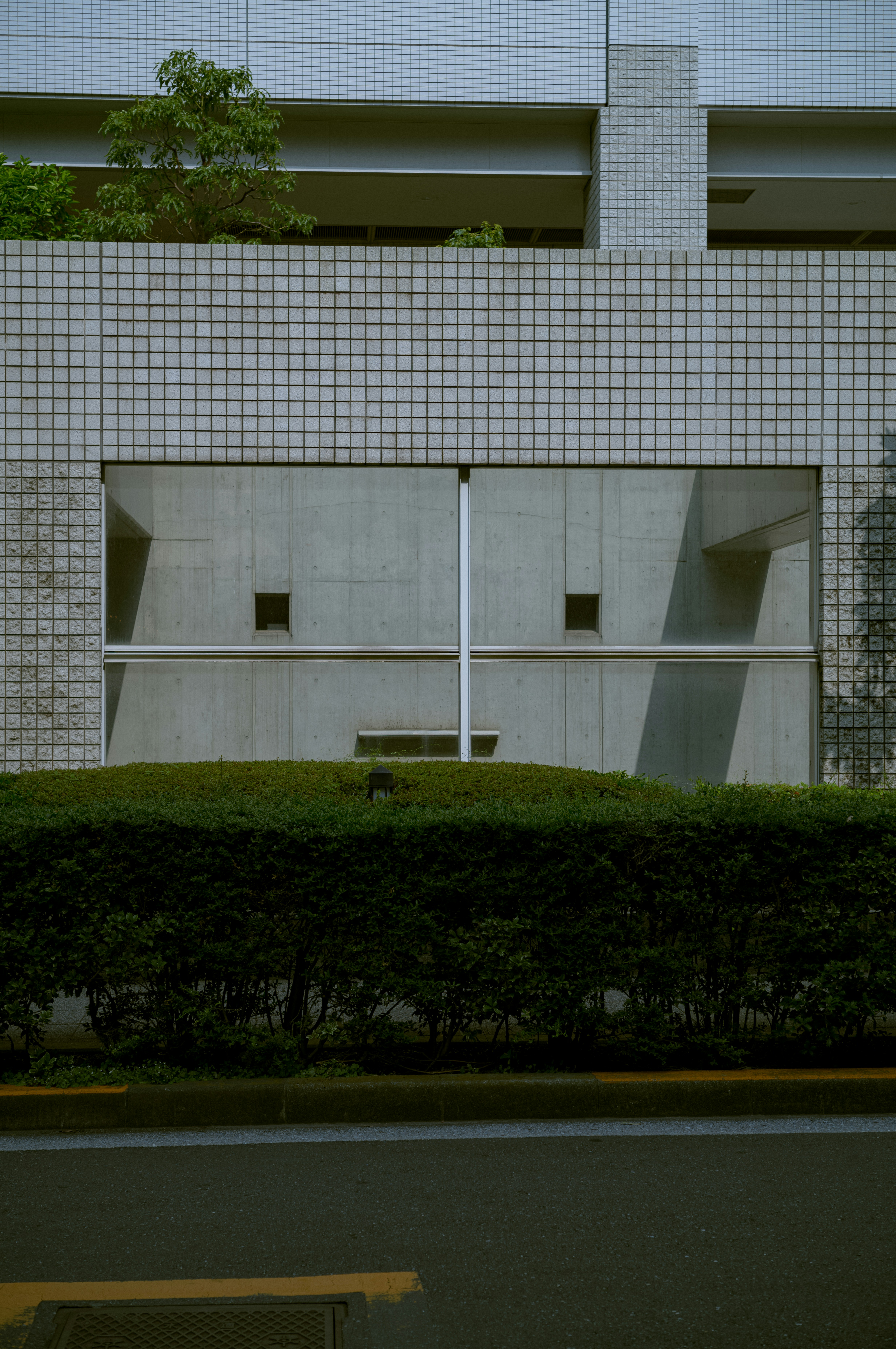 Building, Tokyo | Modern building facade with geometric patterns and greenery.