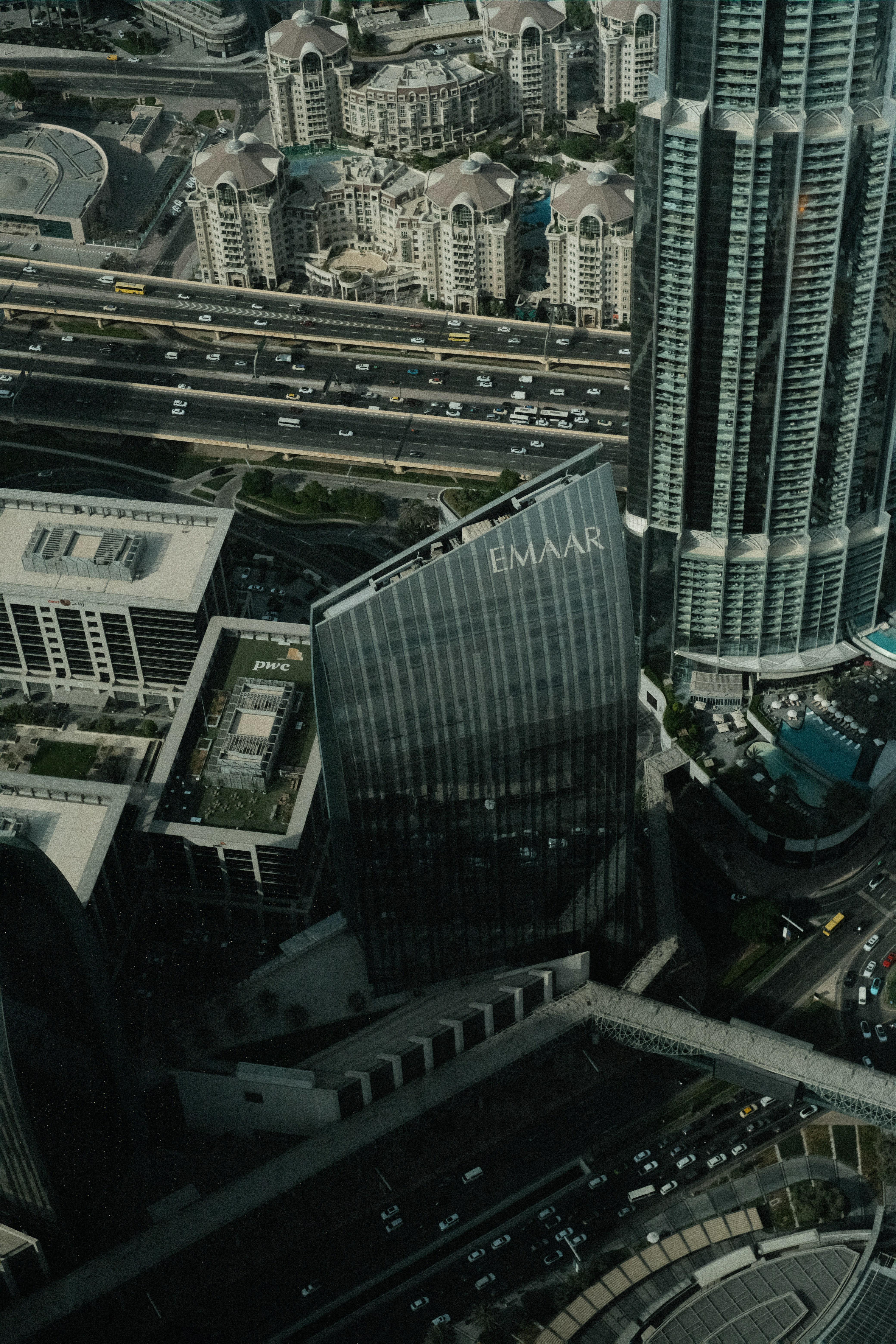 Skyscrapers Over a Busy Artery: An Aerial Glimpse of Dubai’s Vertical Grid