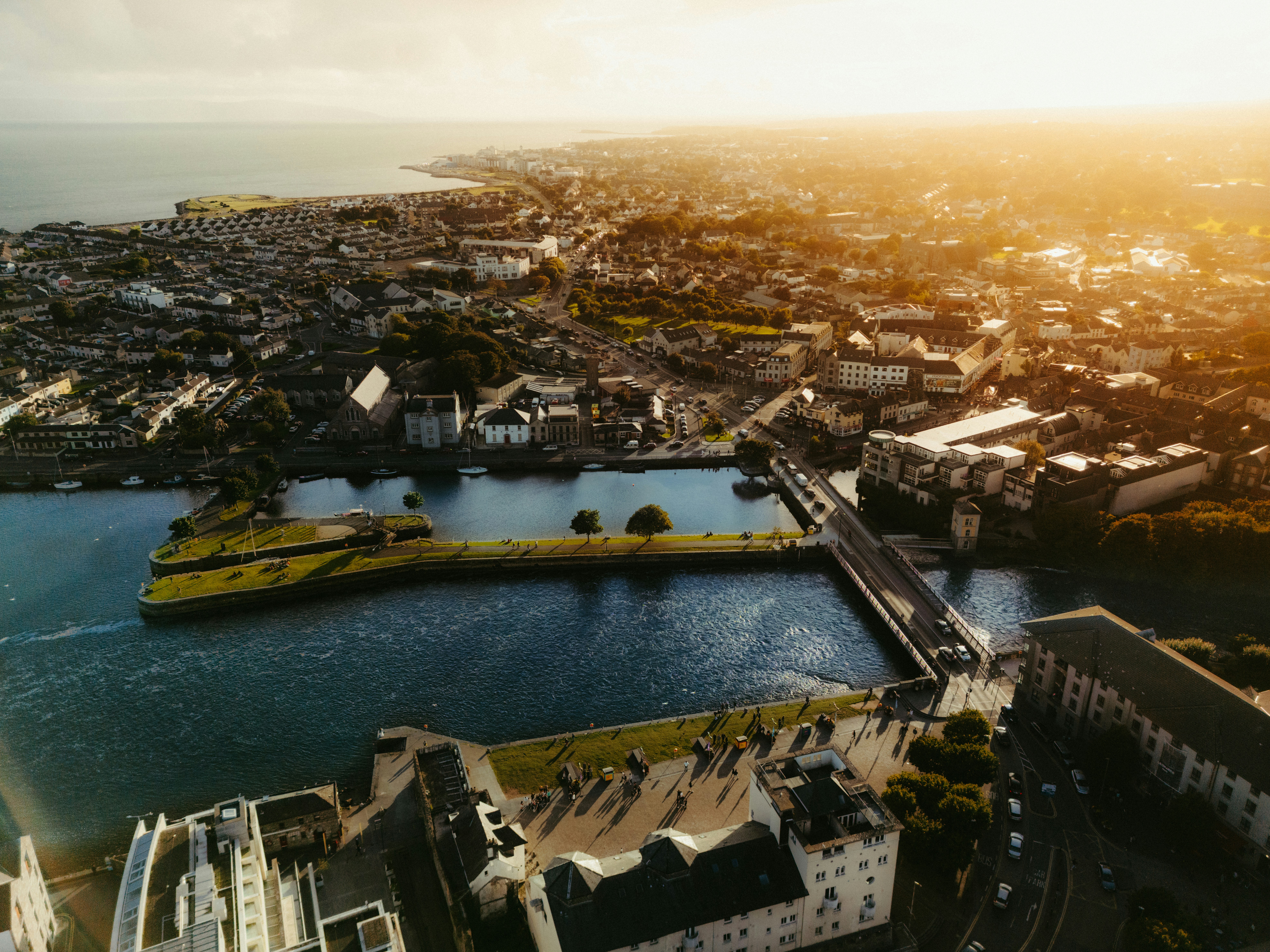 Golden Hour Over the Coastal Town