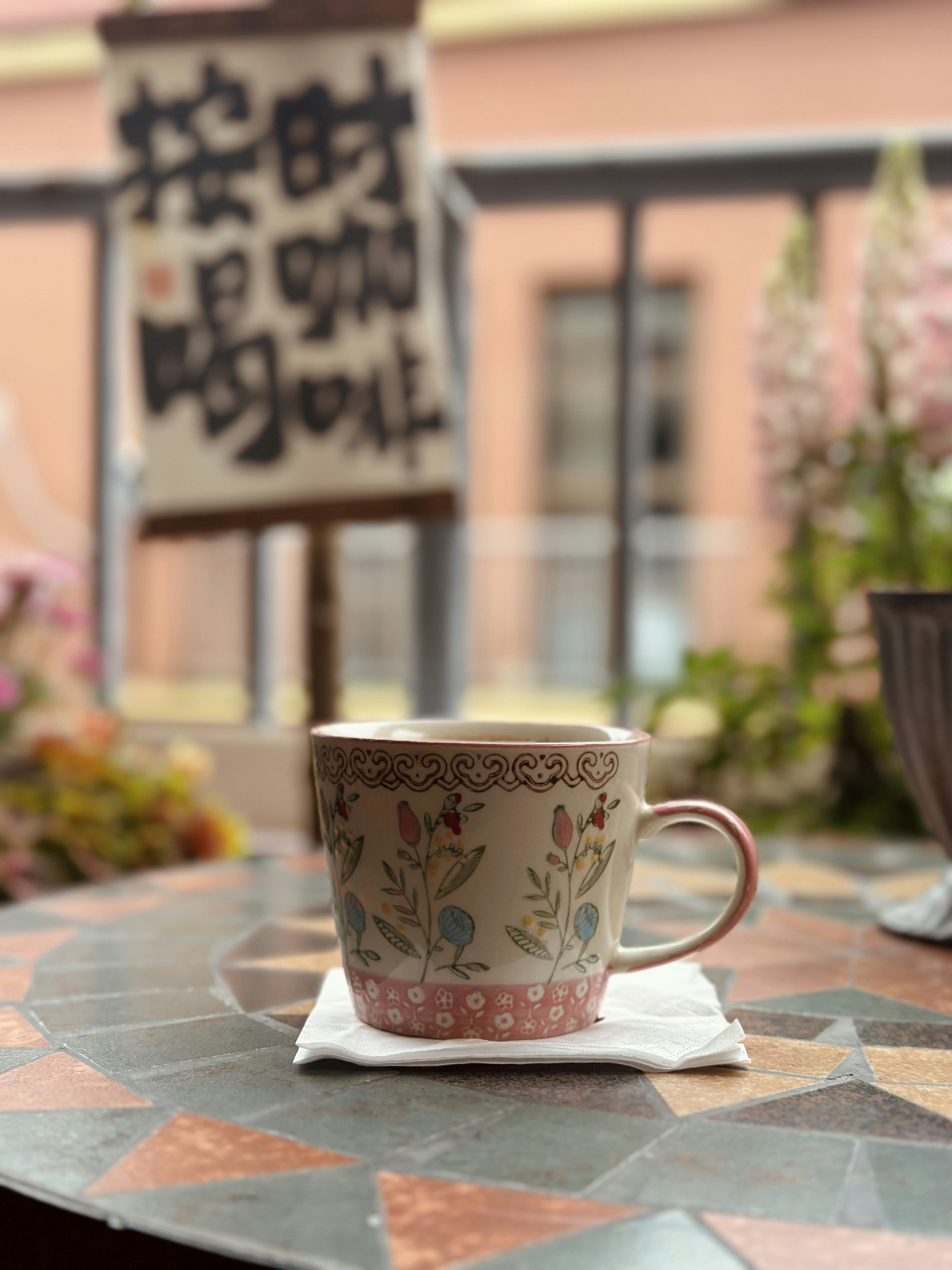 A Serene Tea Moment Amidst Urban Charm