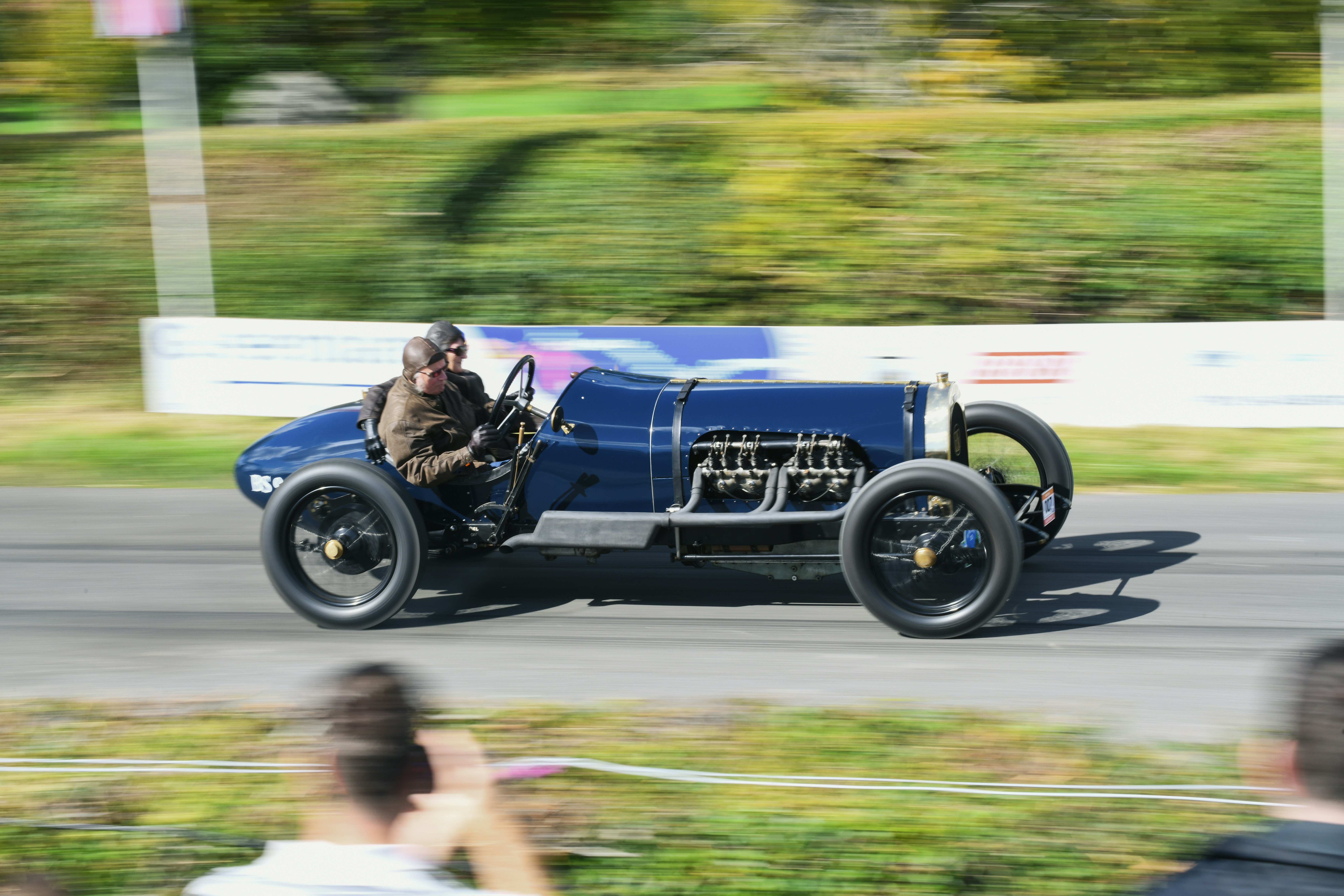 Vintage blue race car speeding on track photo – Free Vintage car Image ...
