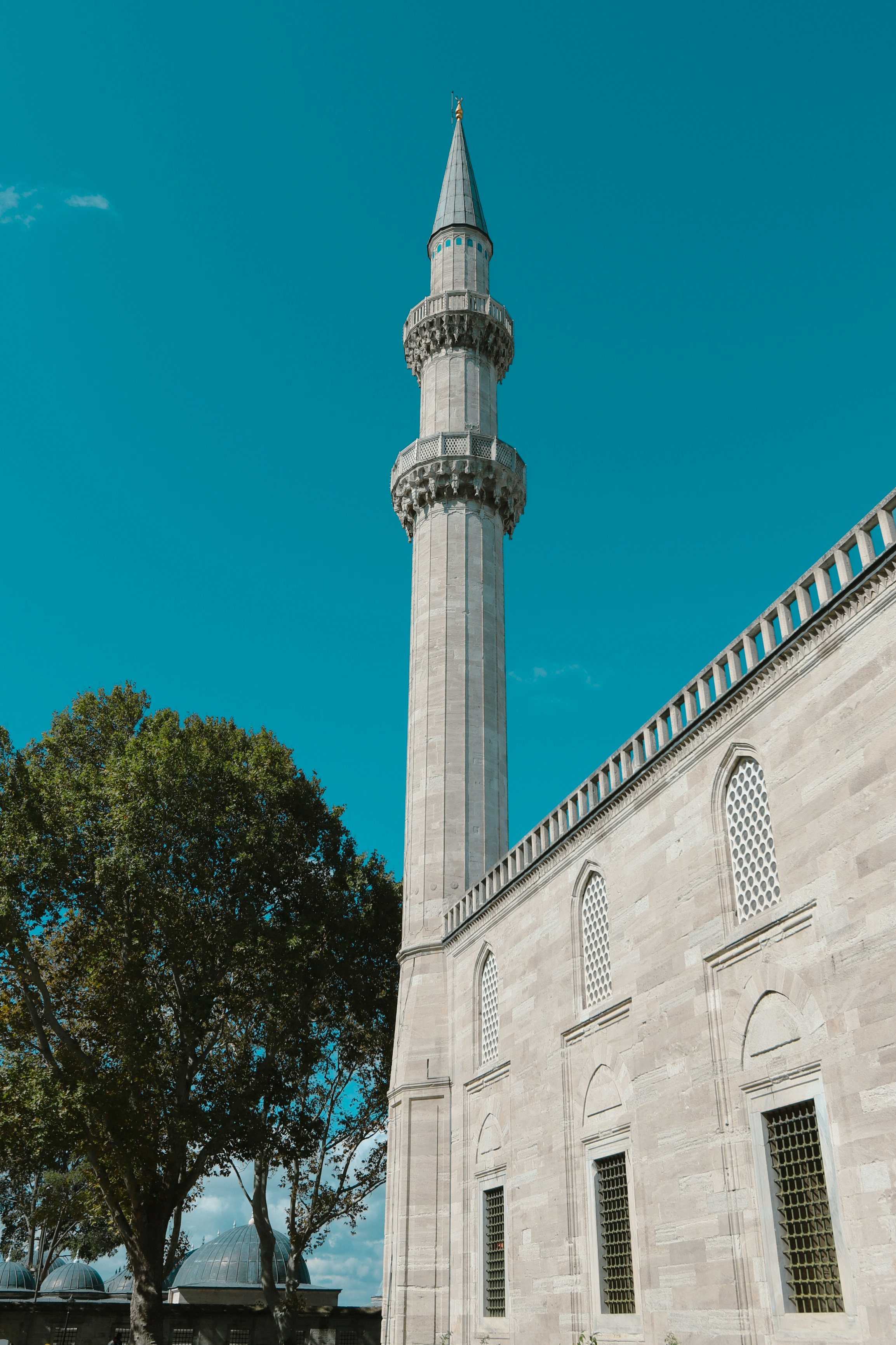 The Towering Minaret Against a Clear Sky