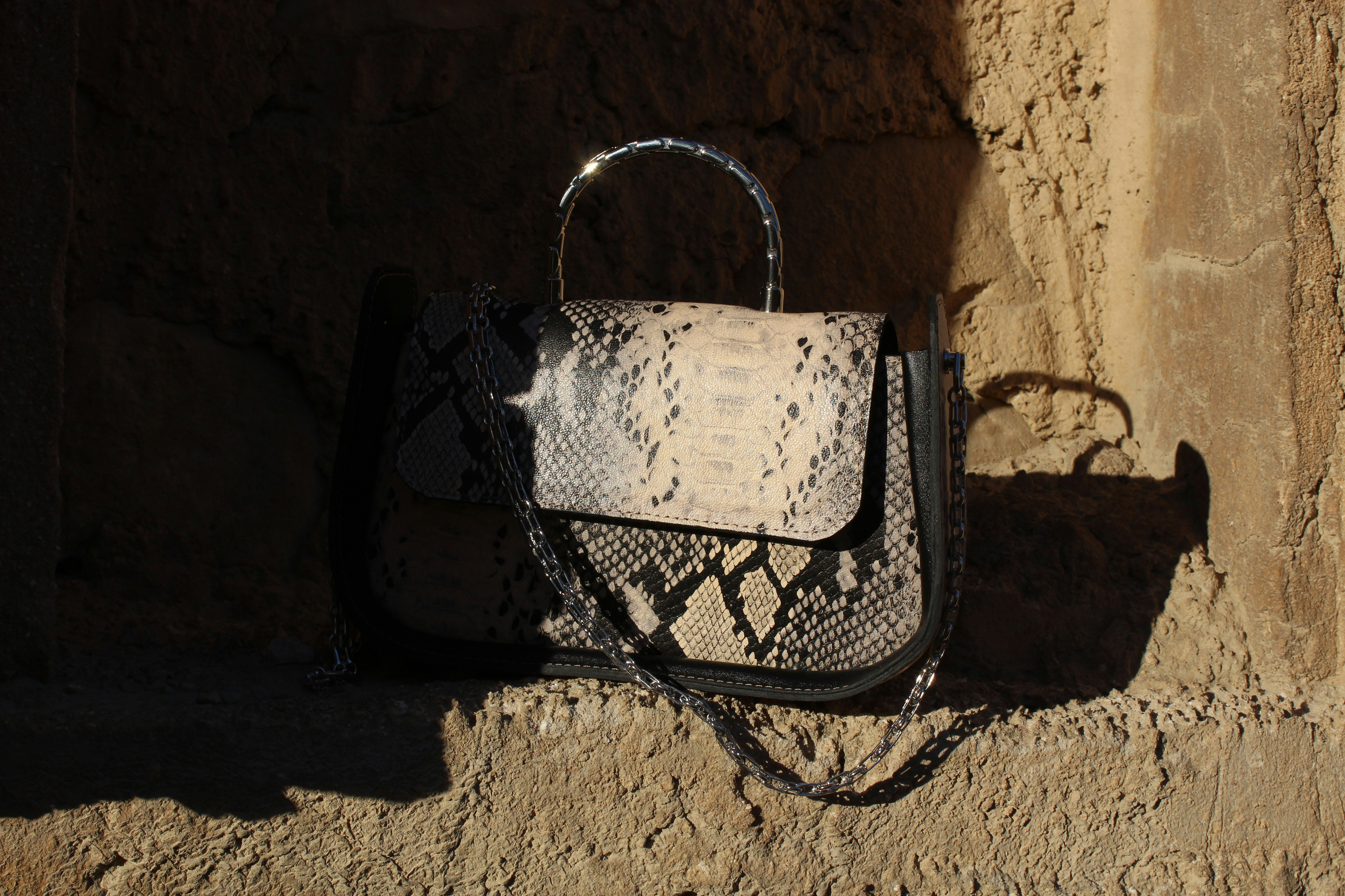 bag9 | Two snakeskin handbags with chain straps