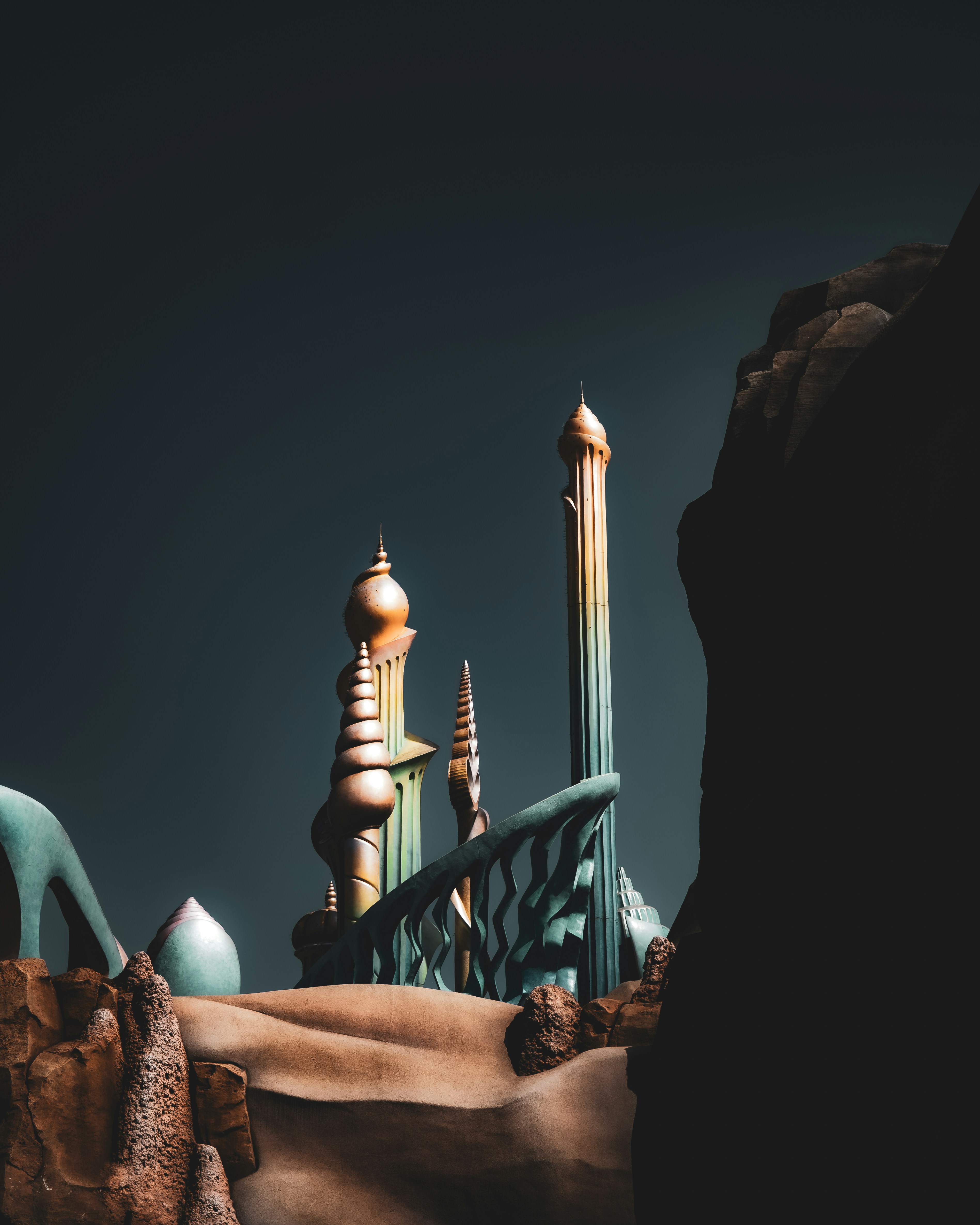 Whimsical Towers Against a Midnight Sky