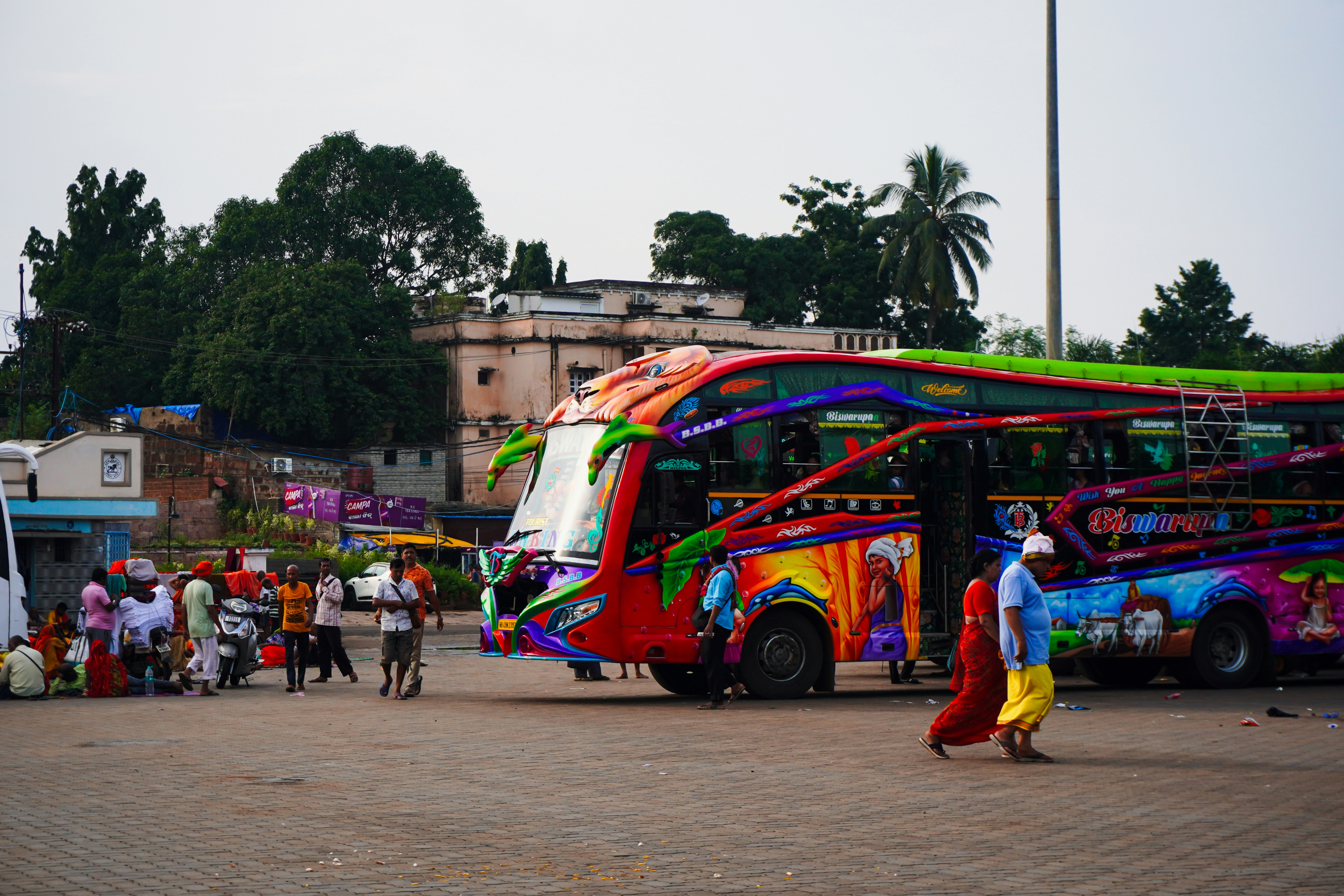 Vibrant Urban Transit: A Cultural Mosaic on Wheels
