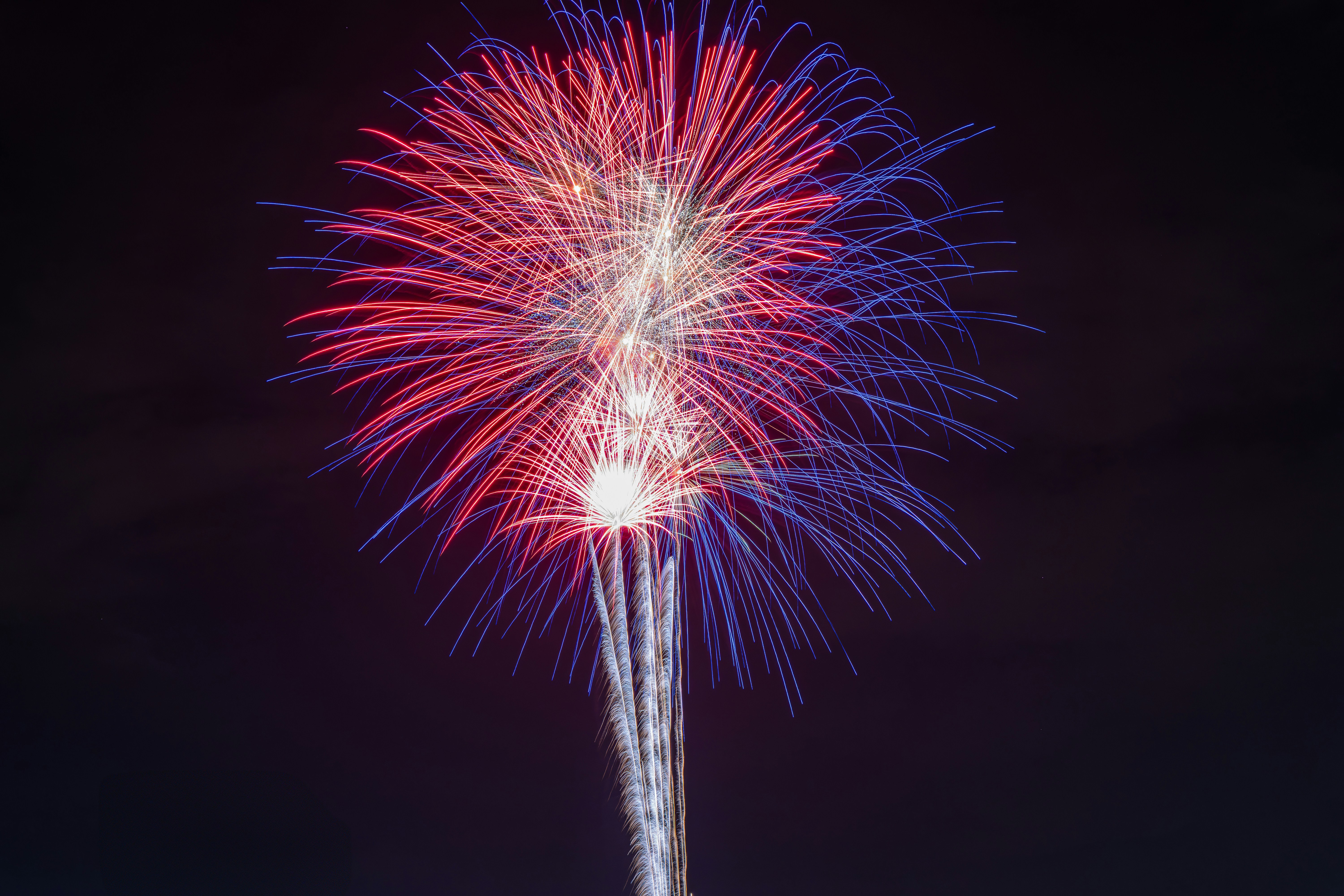 The City will celebrate its 276th and the USA’s 249th birthday on Saturday, July 12, at Oronoco Bay Park (100 Madison St.). Experience this one-of-a-kind Alexandria event with your family. The evening includes live music, food and drink vendors, and ends with the grand finale--a fireworks display on the Potomac River at 9:30 p.m. | Colorful fireworks explode against a dark night sky