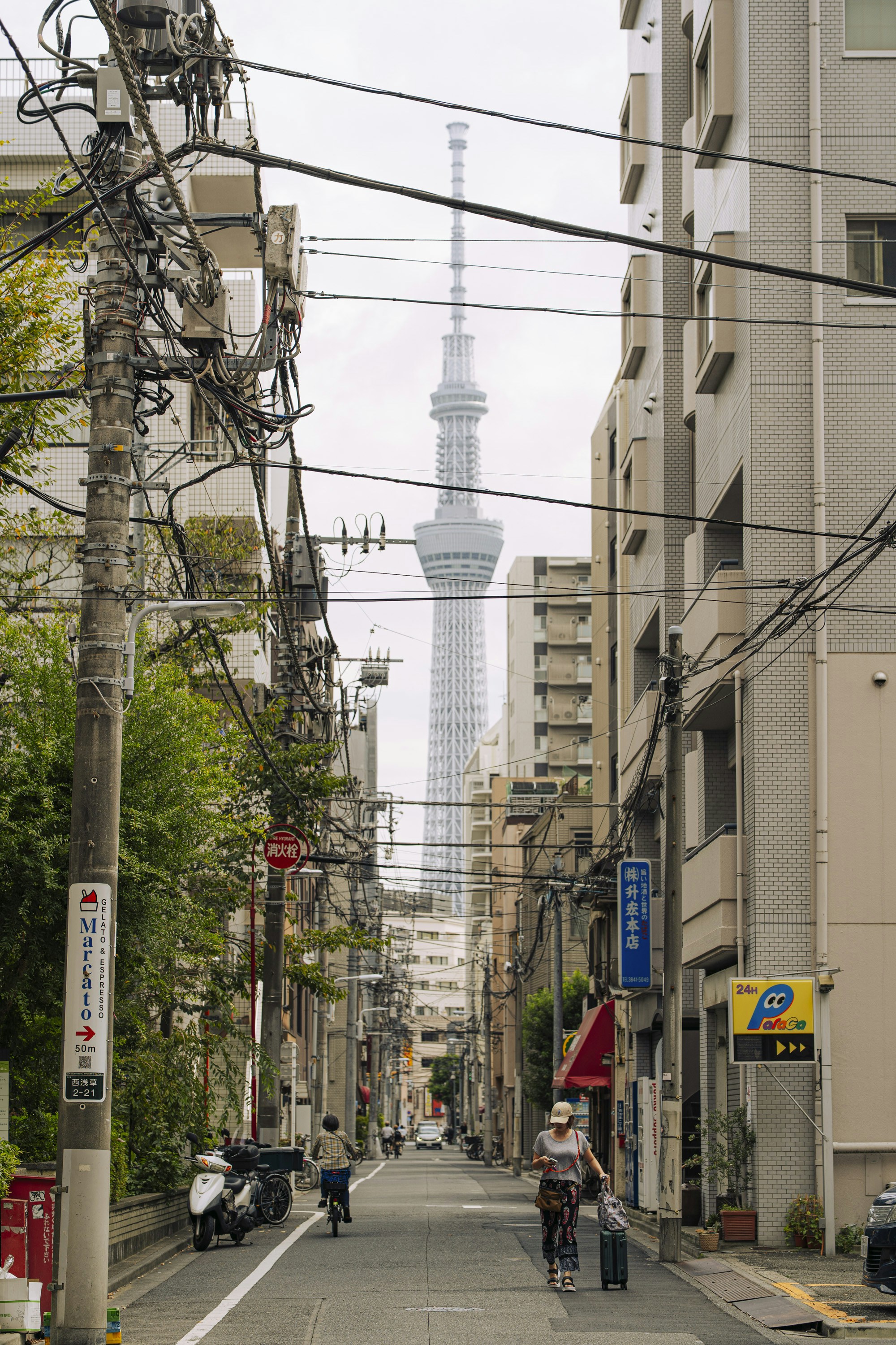 Kappabashi, Tokyo | Tokyo skytree seen from a narrow street
