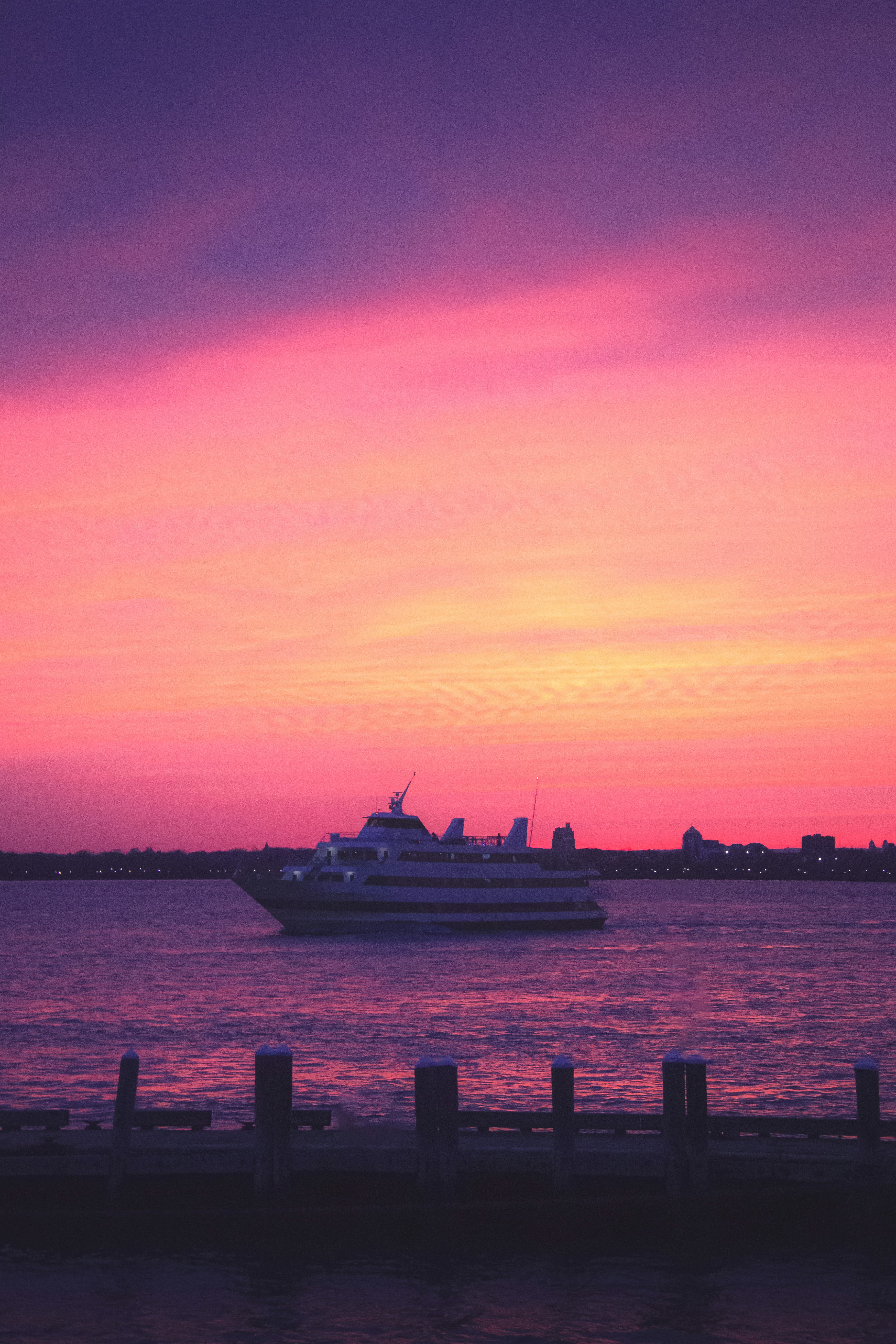 Crimson Horizon Ferry Beneath a Velvet Sunset