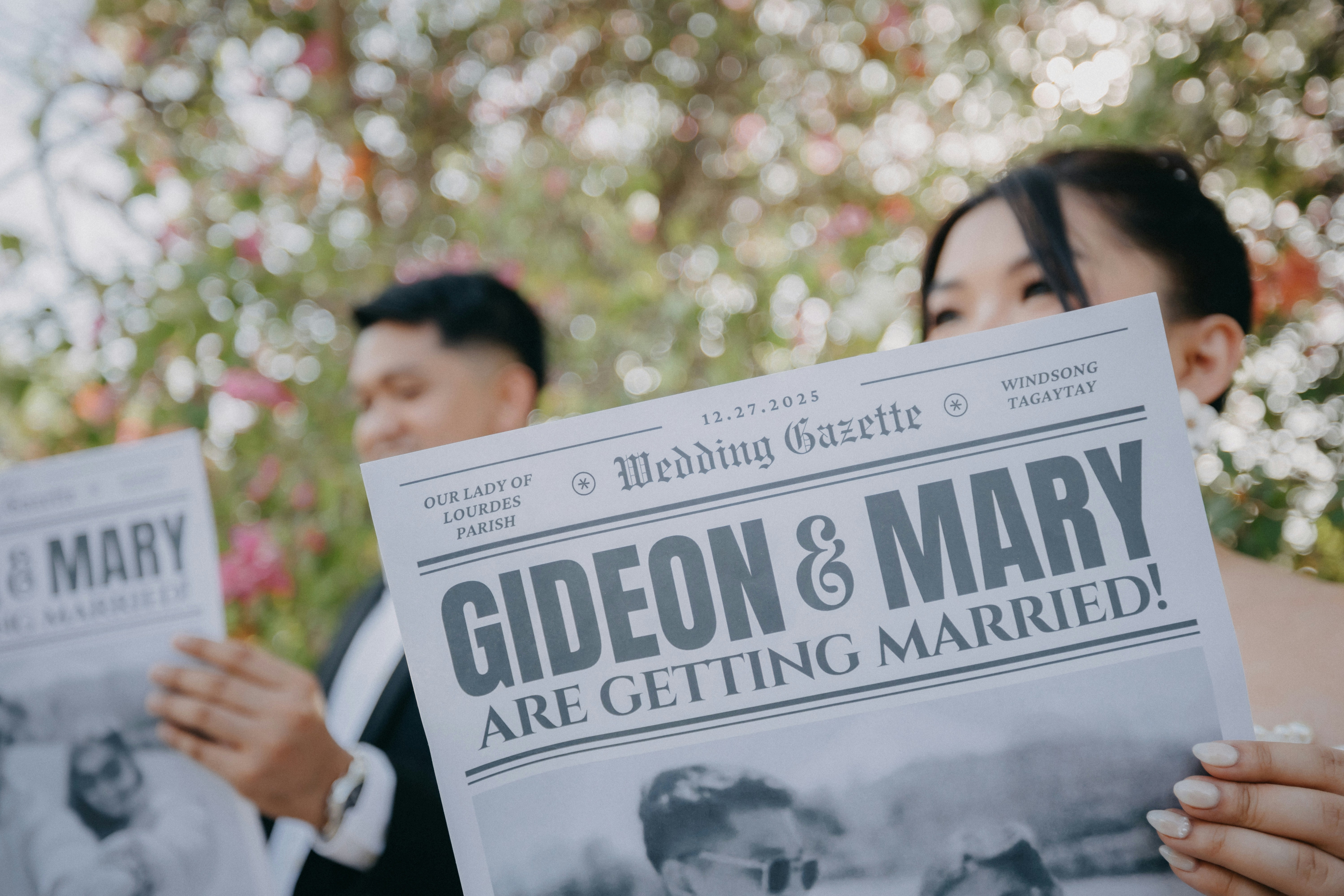 Couple holding newspaper announcing their marriage. photo – Free Couple ...