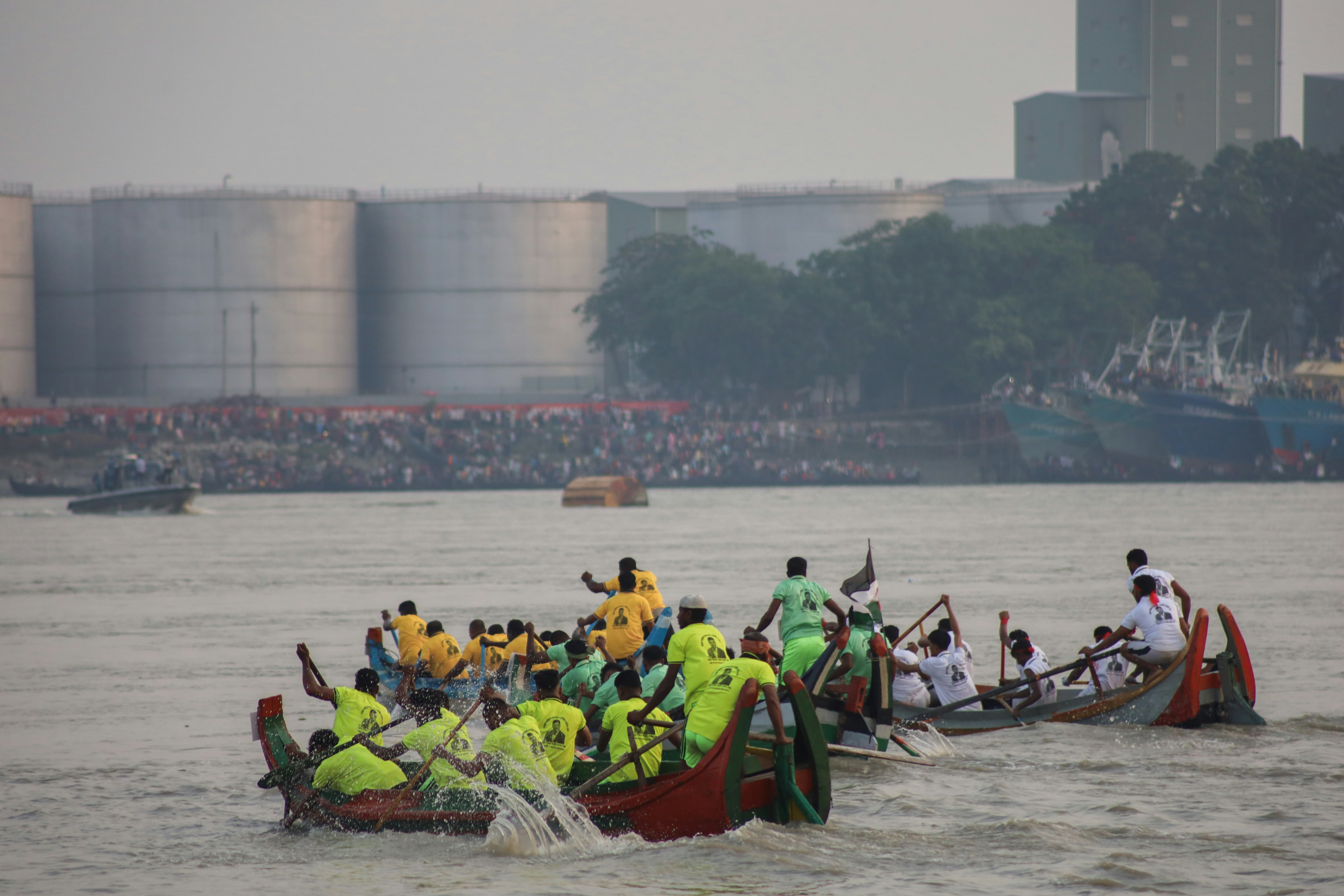 Harmony in Motion: A Colorful Canoe Race