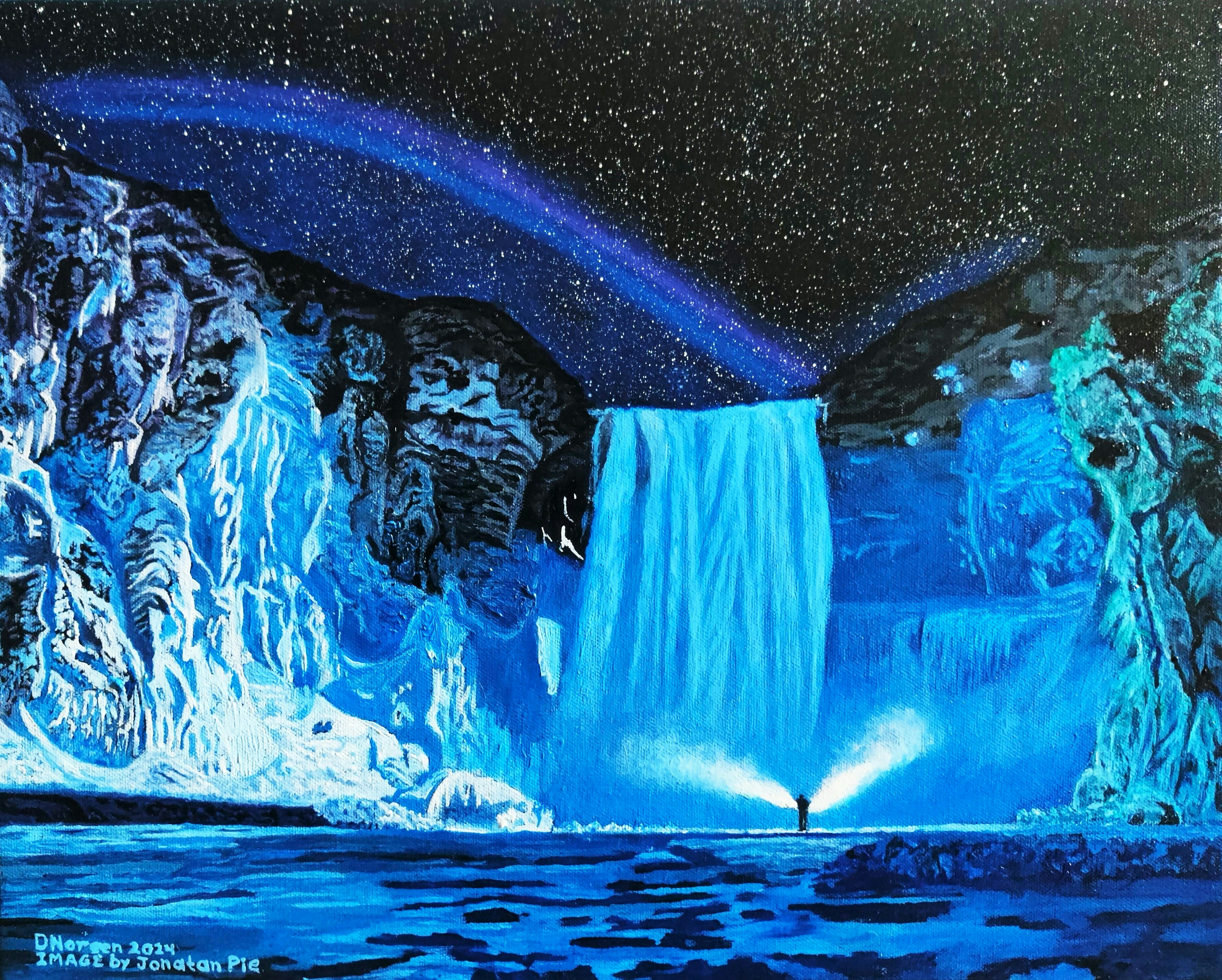 Ethereal Cascade Under Starlit Skies