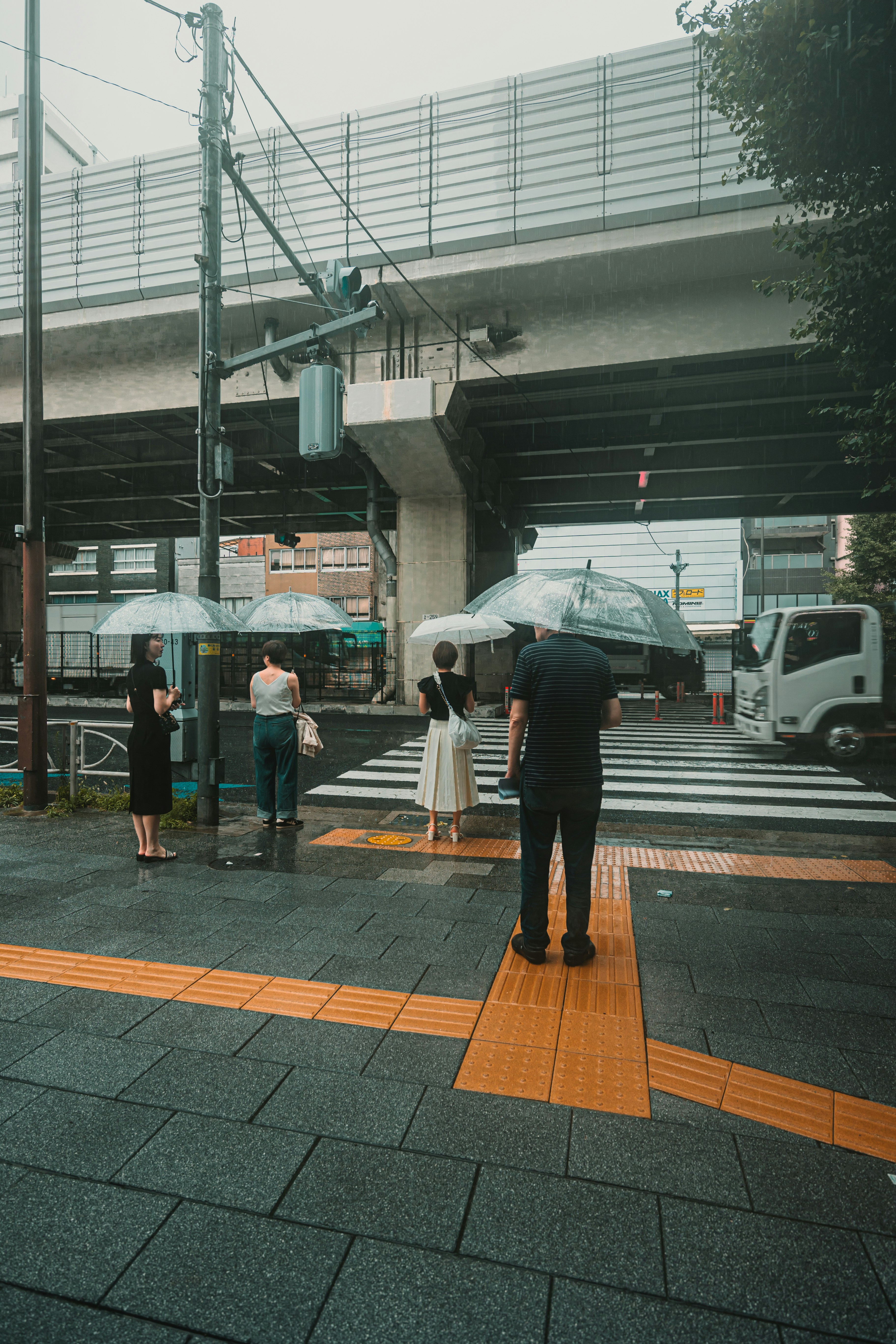 Urban Rain: A Symphony of Shadows and Umbrellas