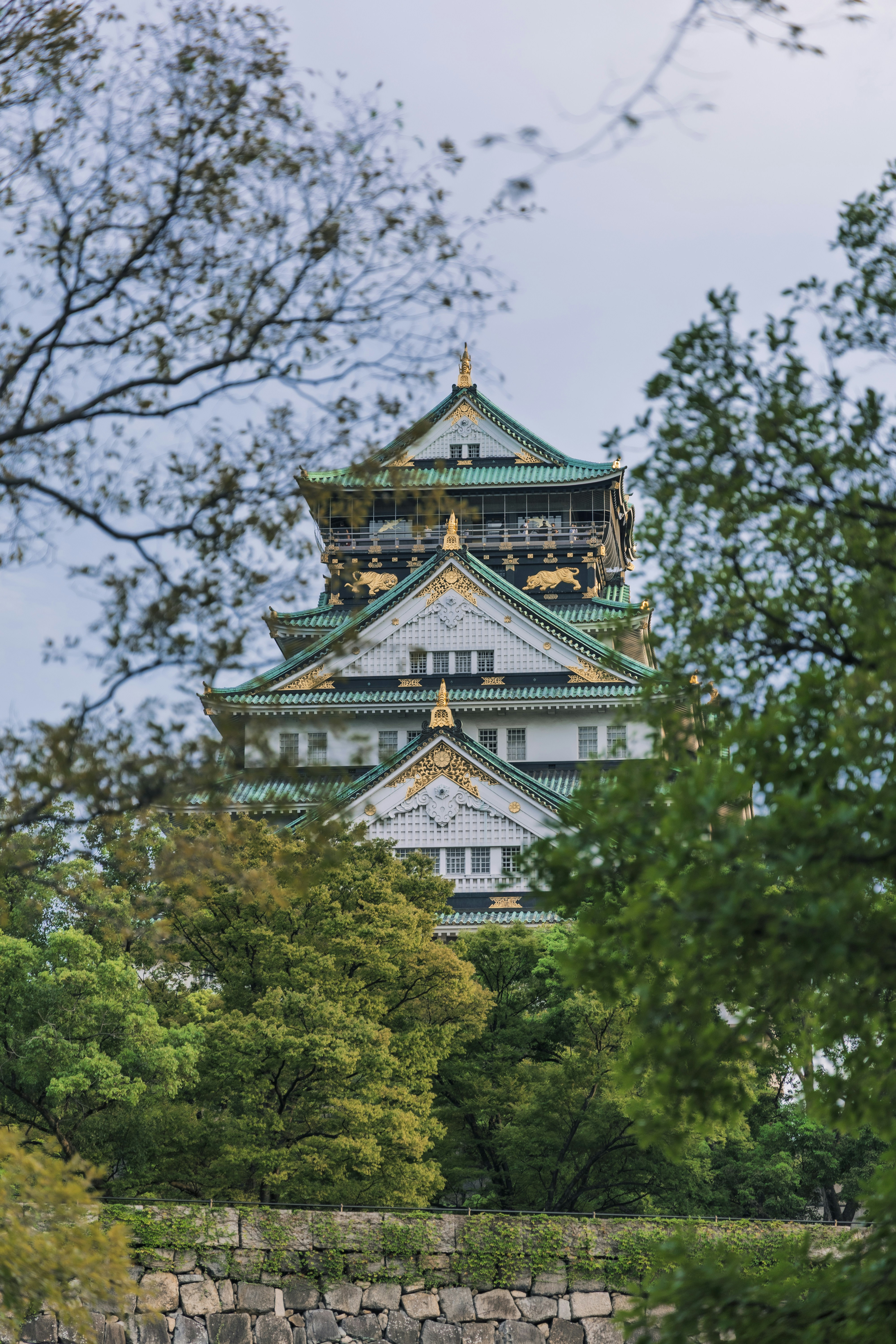 Castle in the Canopy: A Pagoda Rising Above Autumn Trees