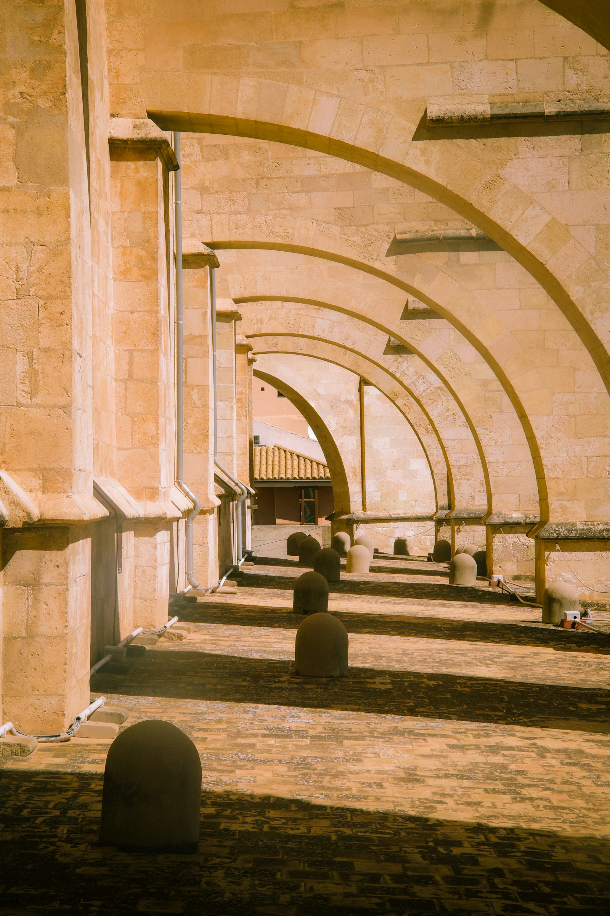 Stone arches and pillars on a sunny day