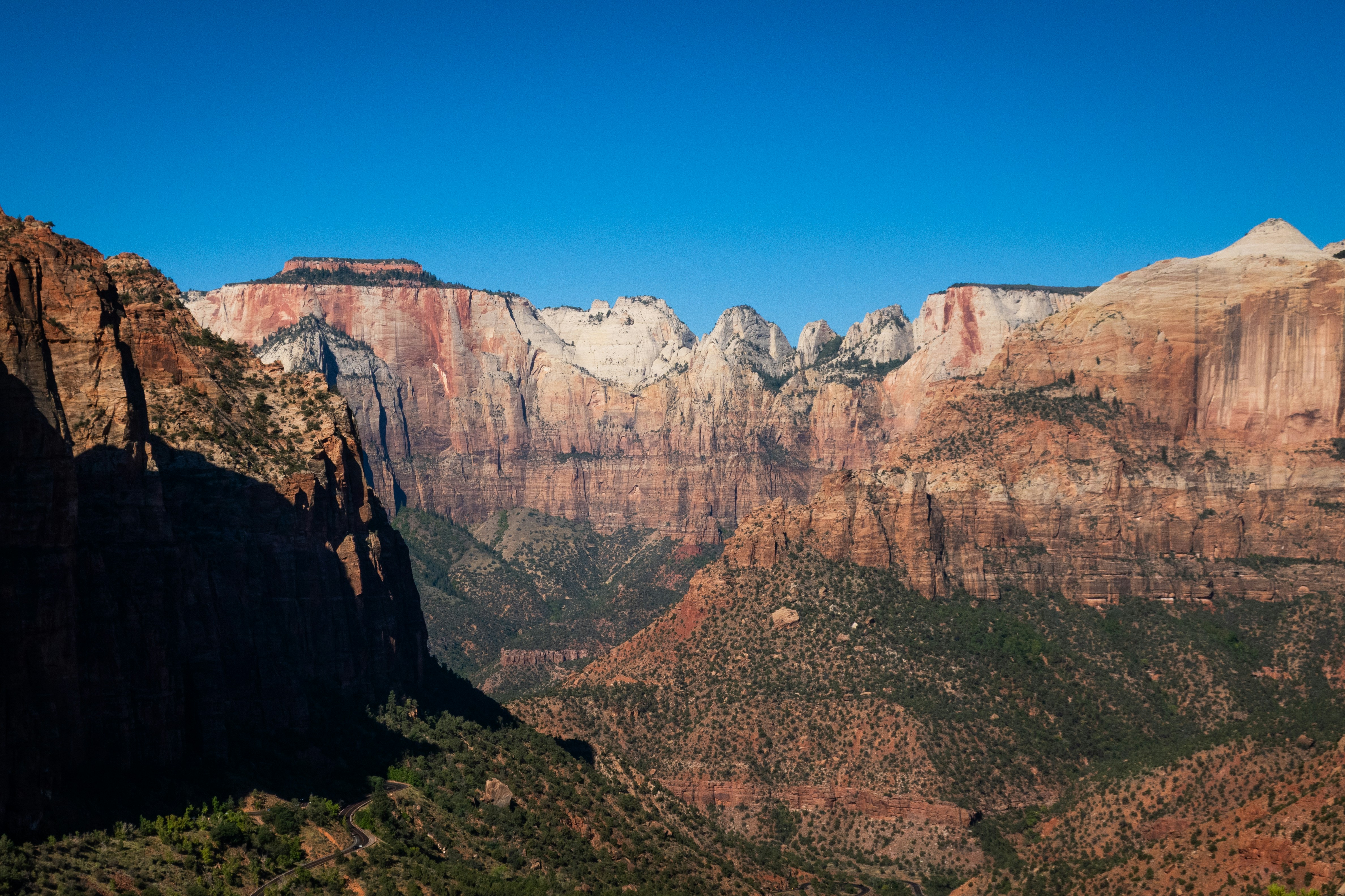 Majestic canyon landscape under a clear blue sky
