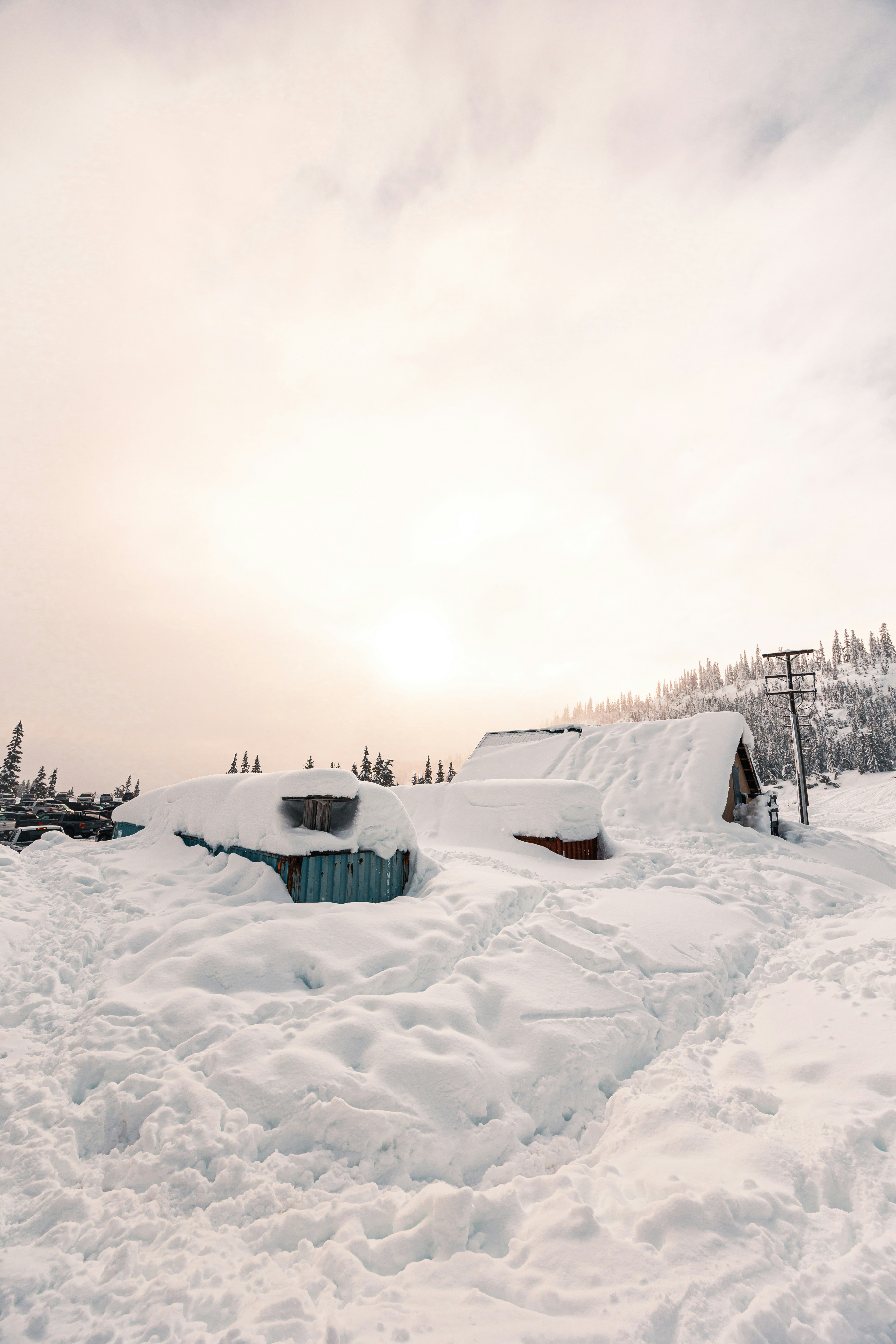 Snowbound Rooflines under a Quiet Winter Sunrise