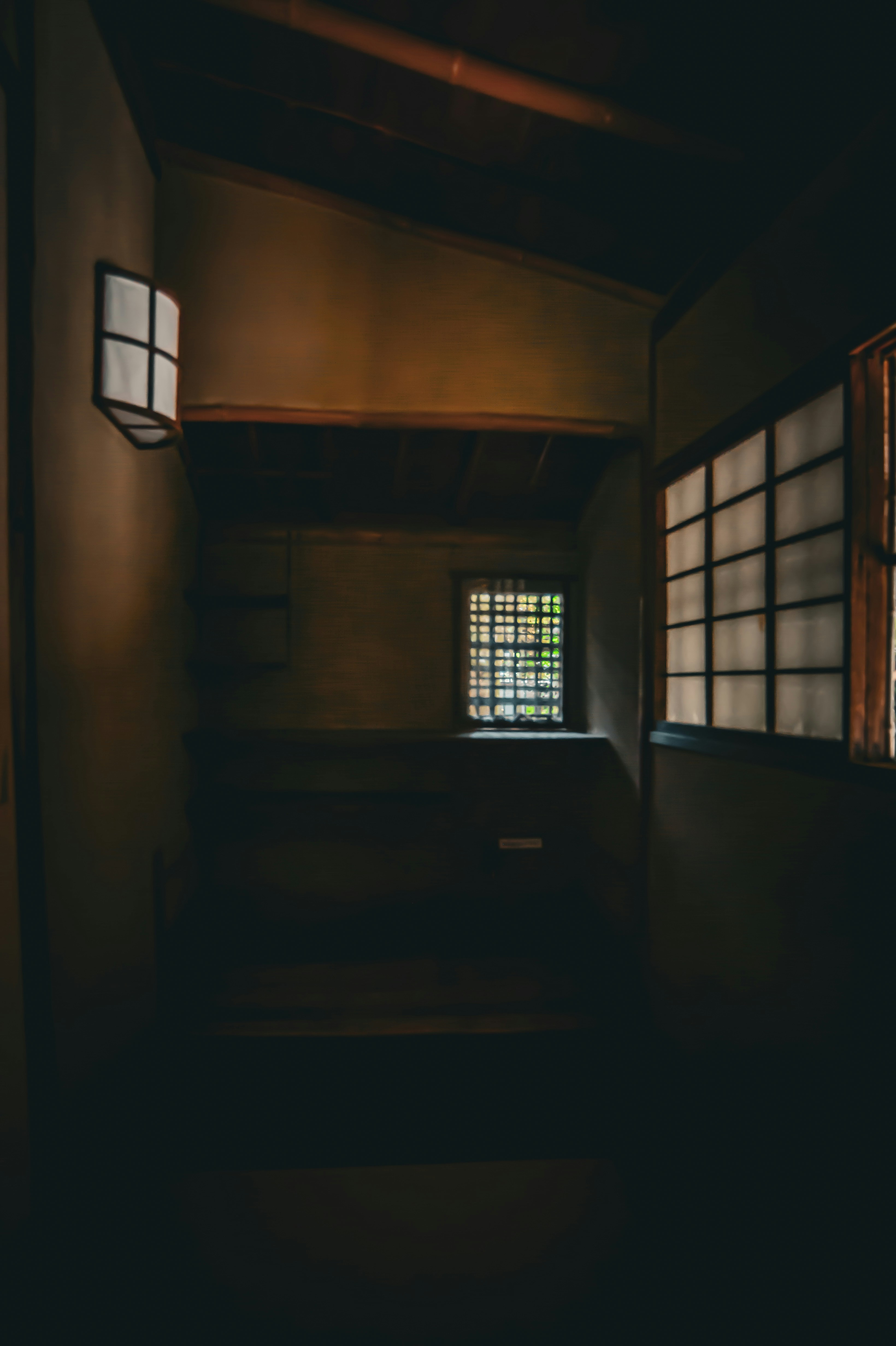 Dimly lit hallway with traditional japanese windows. photo – Free ...
