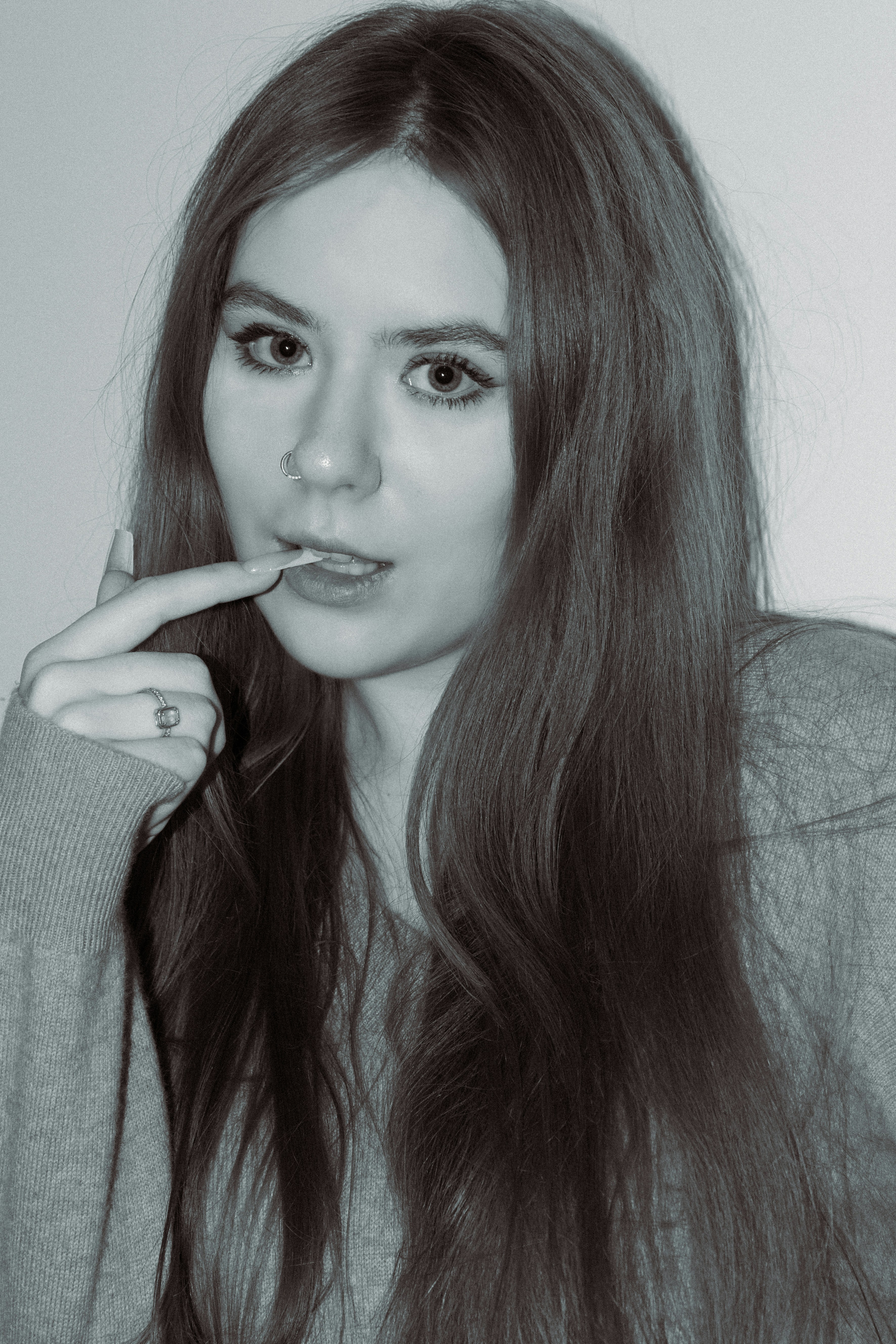Whispers of Intrigue: A Monochrome Moment