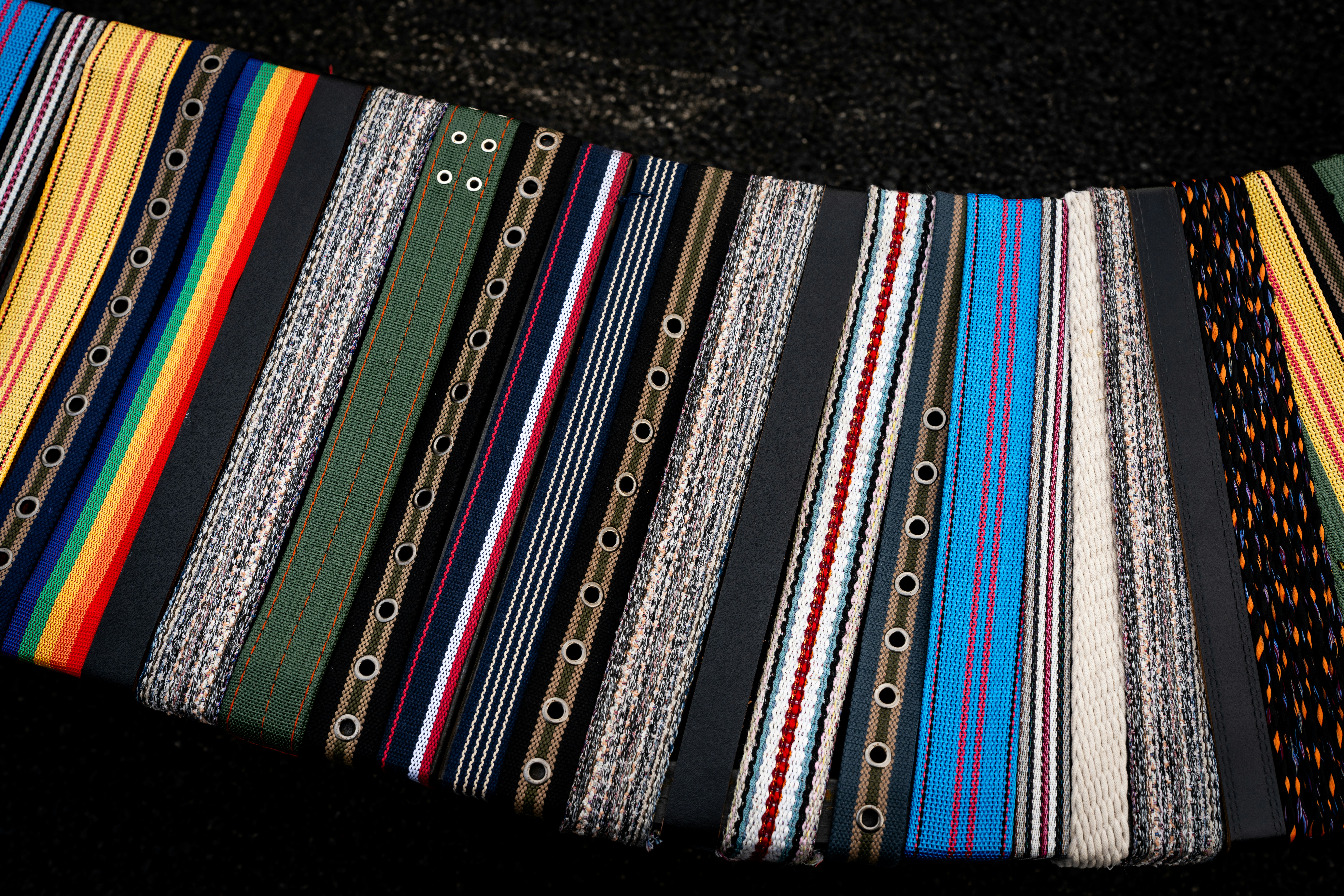 Colorful striped fabric laid out in a curved pattern. photo – Free ...