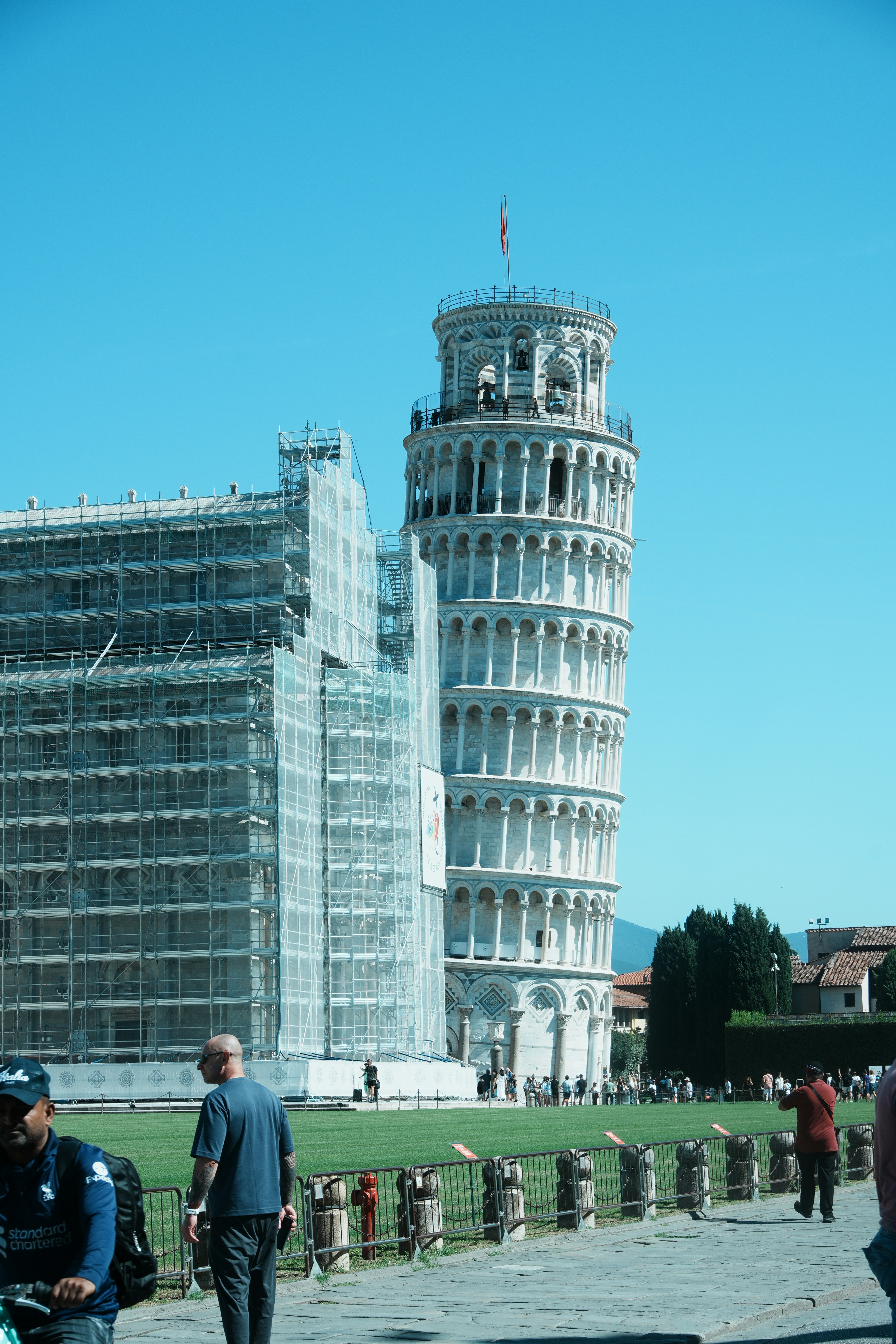 Tilted Marble Sentinel Under a Cerulean Italian Sky