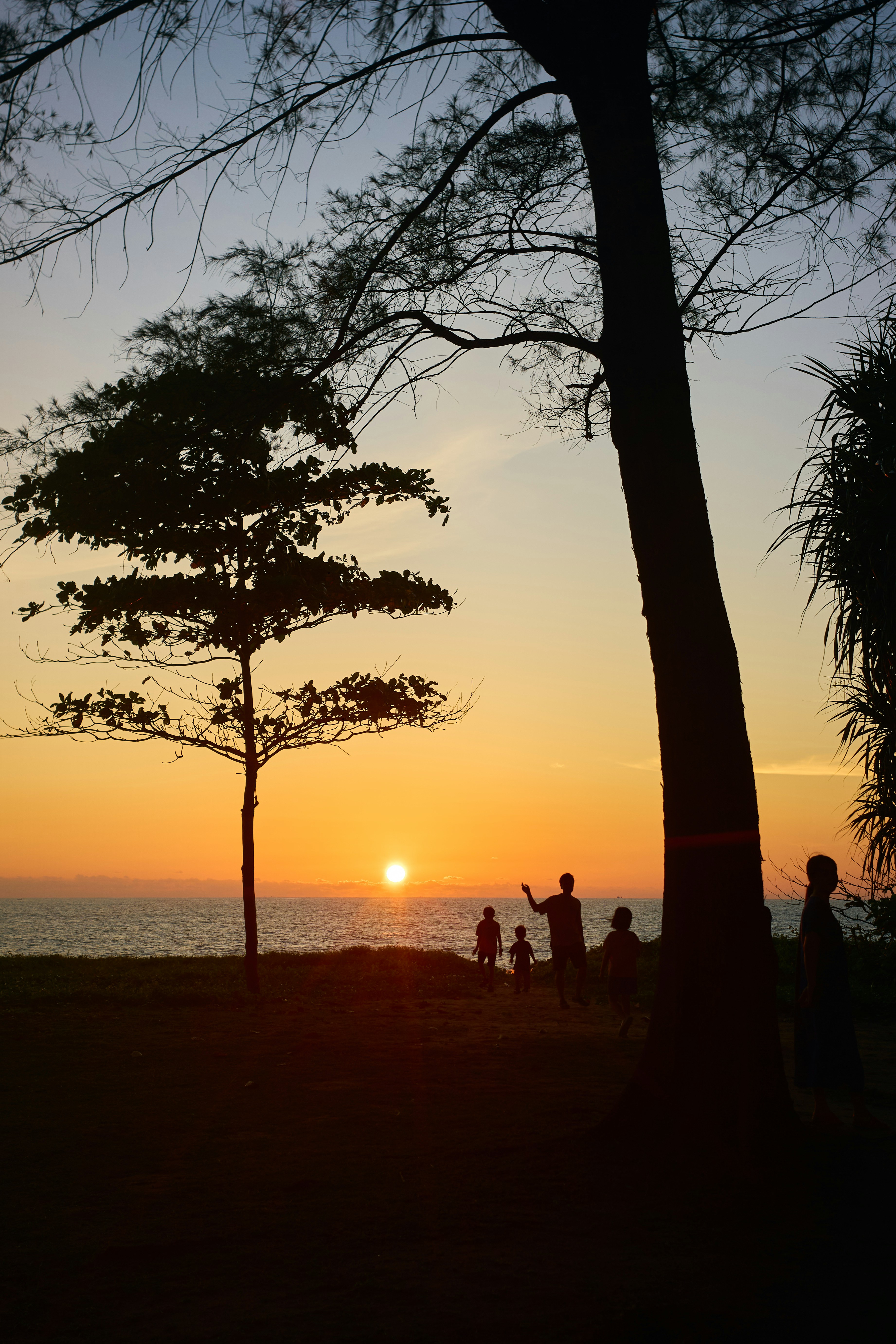 Sunset Silhouettes: A Family's Evening Embrace