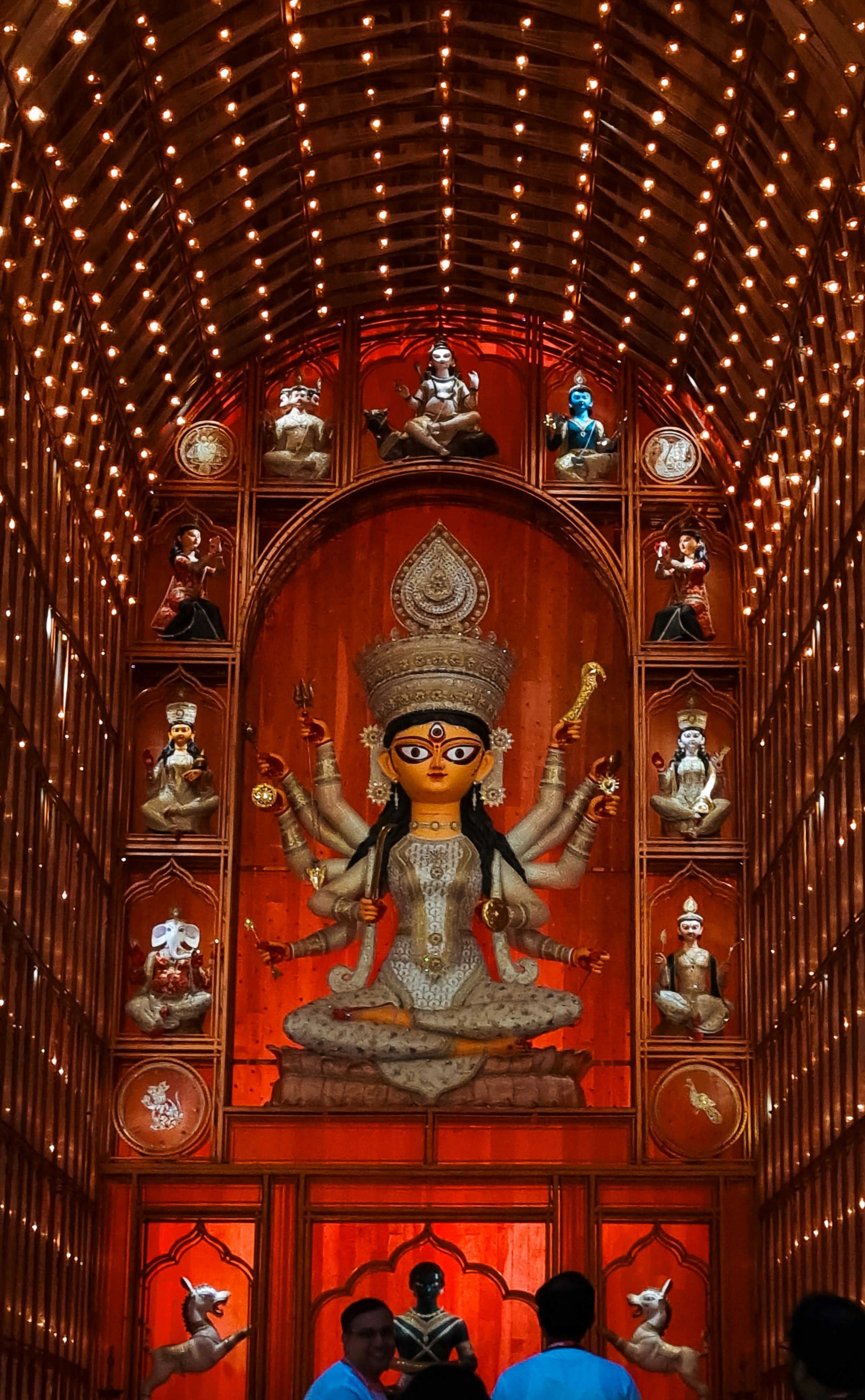 Idol of goddess durga with multiple arms, illuminated photo – Free ...