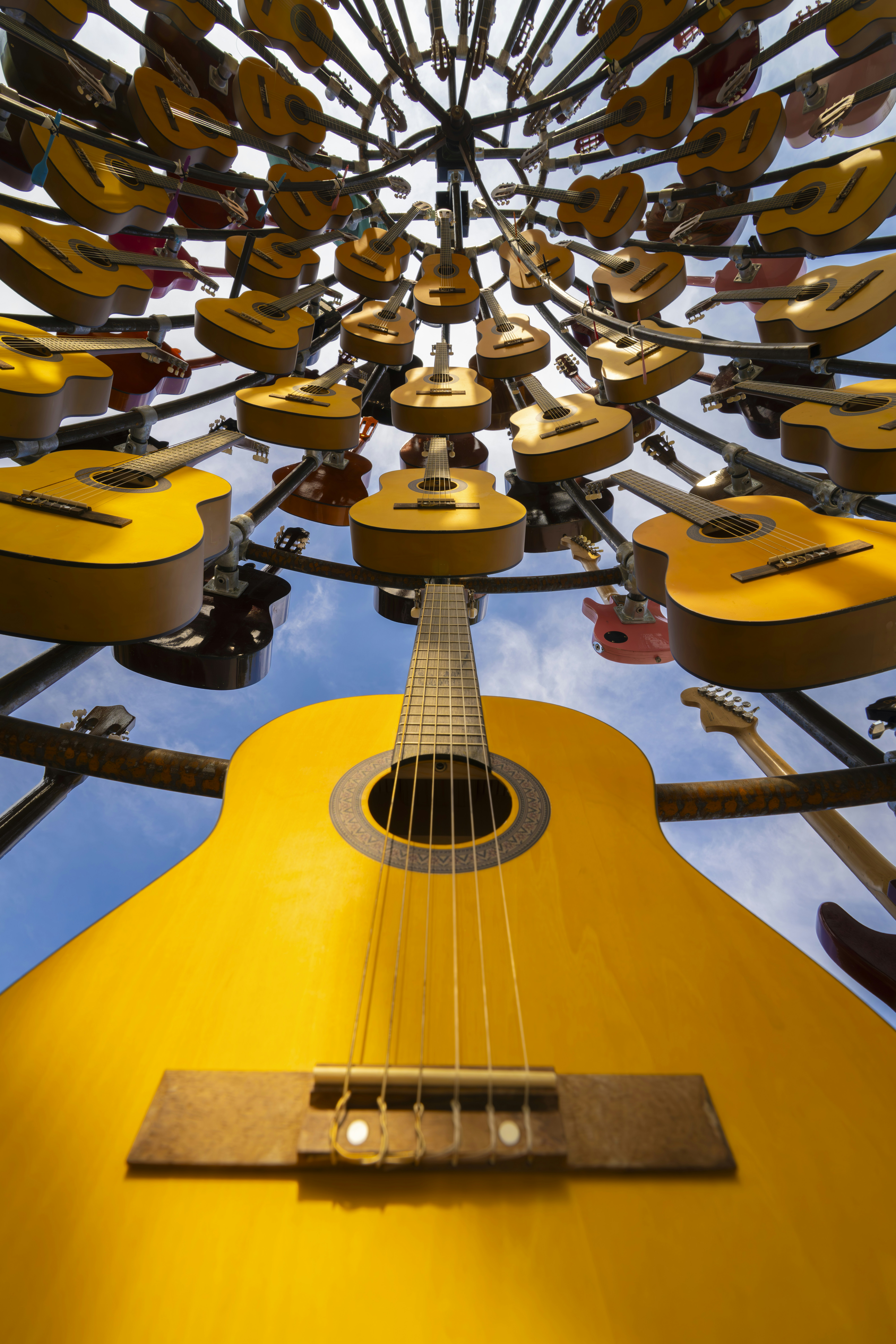 Harmony in Strings: A Vertical Symphony of Guitars