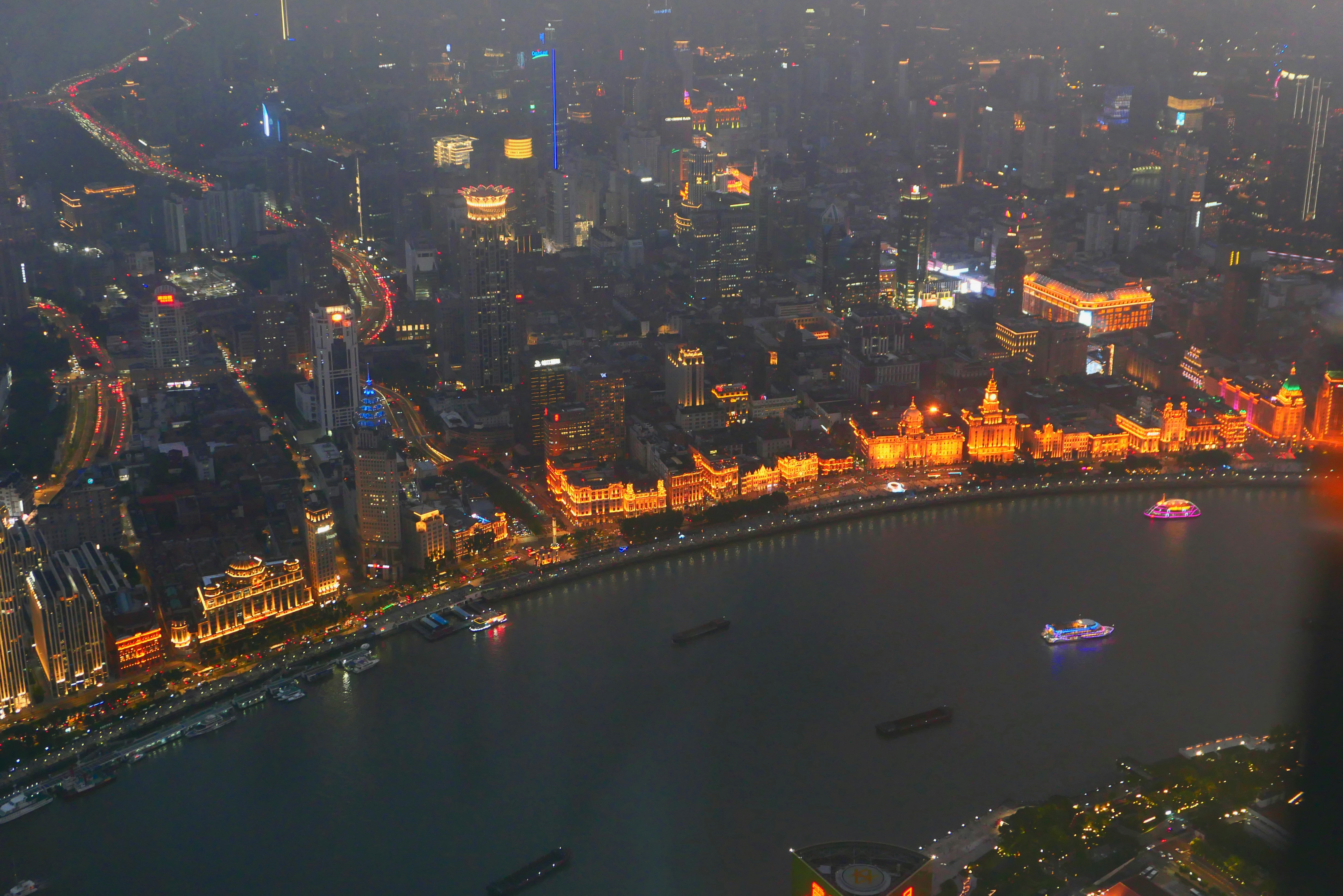 Neon Reflections on the Huangpu River