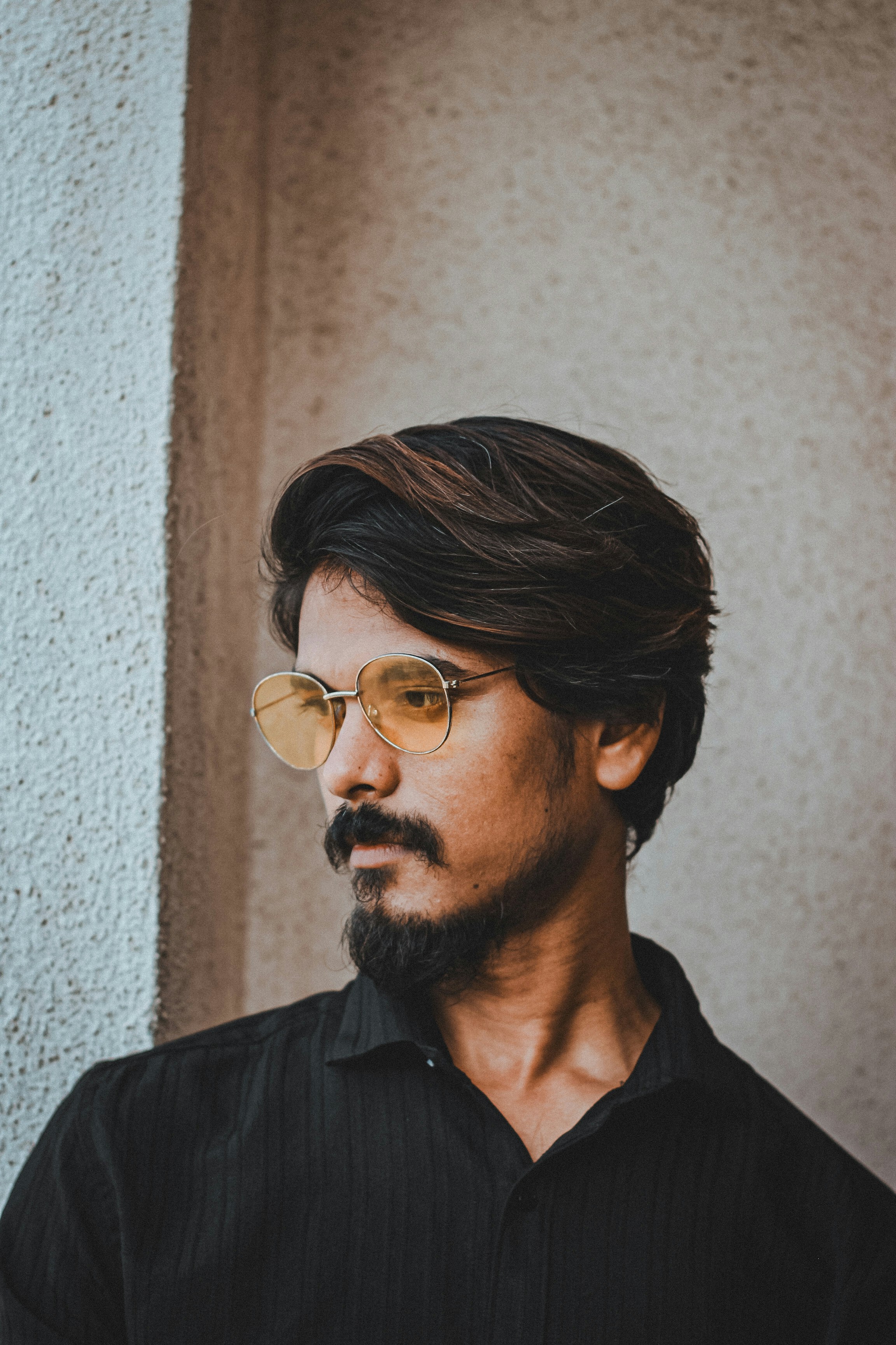 Man with glasses | Man with beard and sunglasses wearing black shirt
